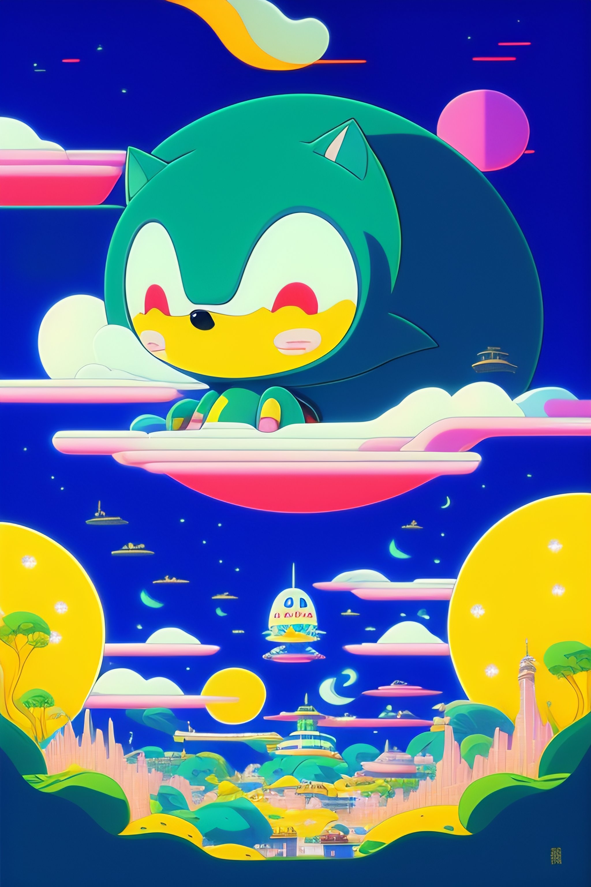Lexica - Sonic chiho aoshima artwork, Style of 90's vintage anime ...