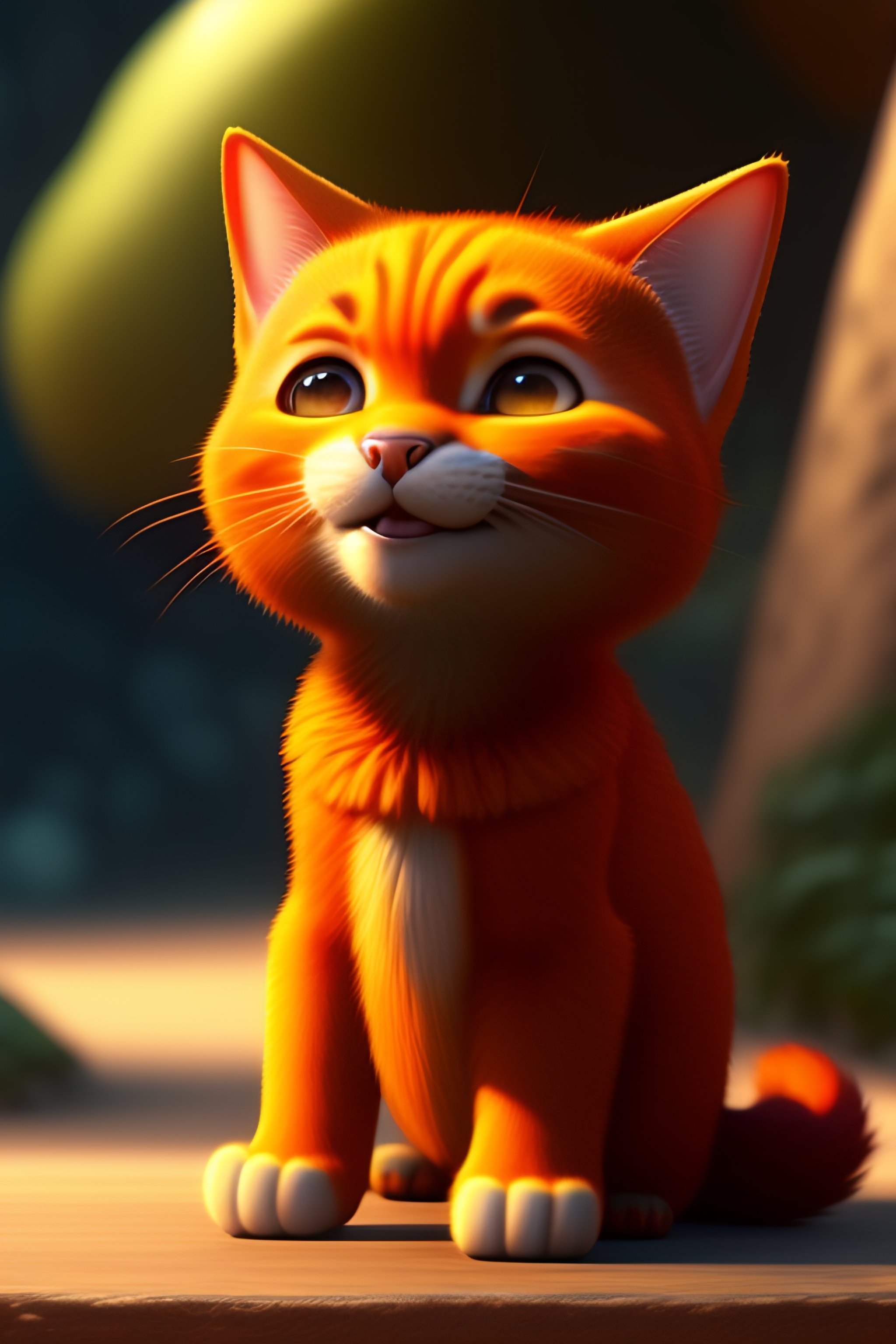 Lexica - Orang fury cat, long hai short legs, pixar style, moor cartoon ...