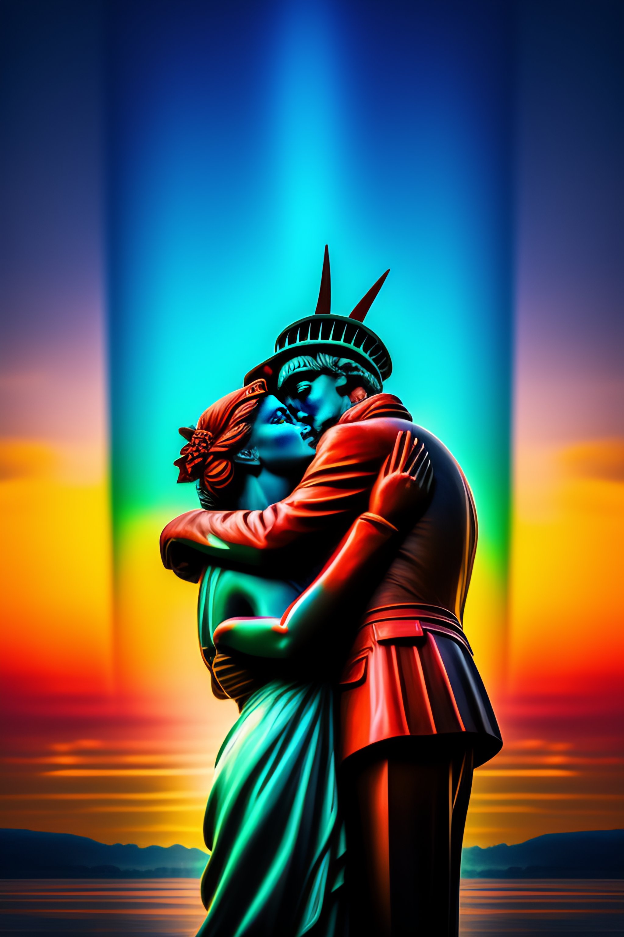 Lexica - Portrait of uncle sam and the statue of liberty in an embrace ...