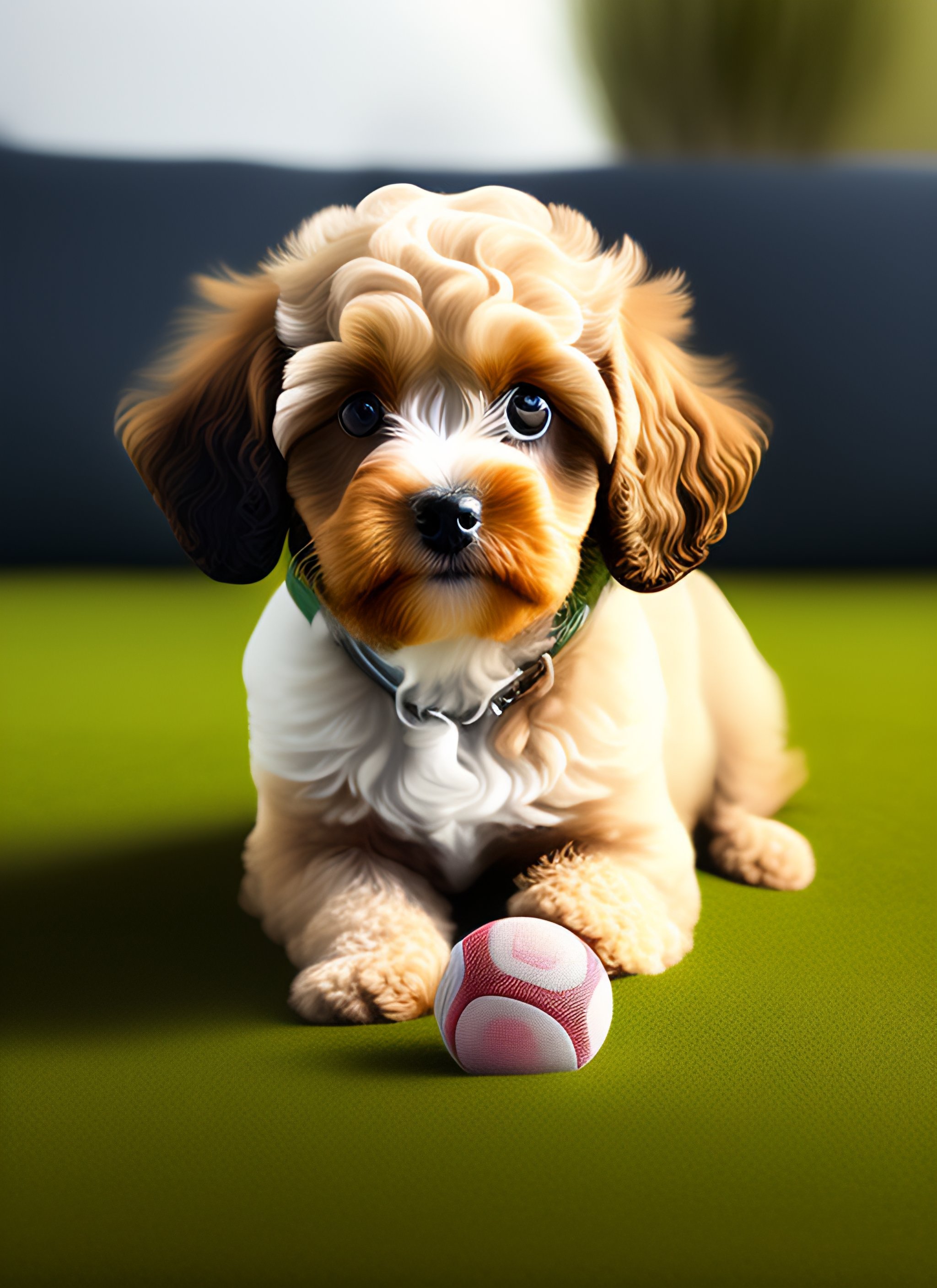 Lexica - Beige cavoodle with a ball