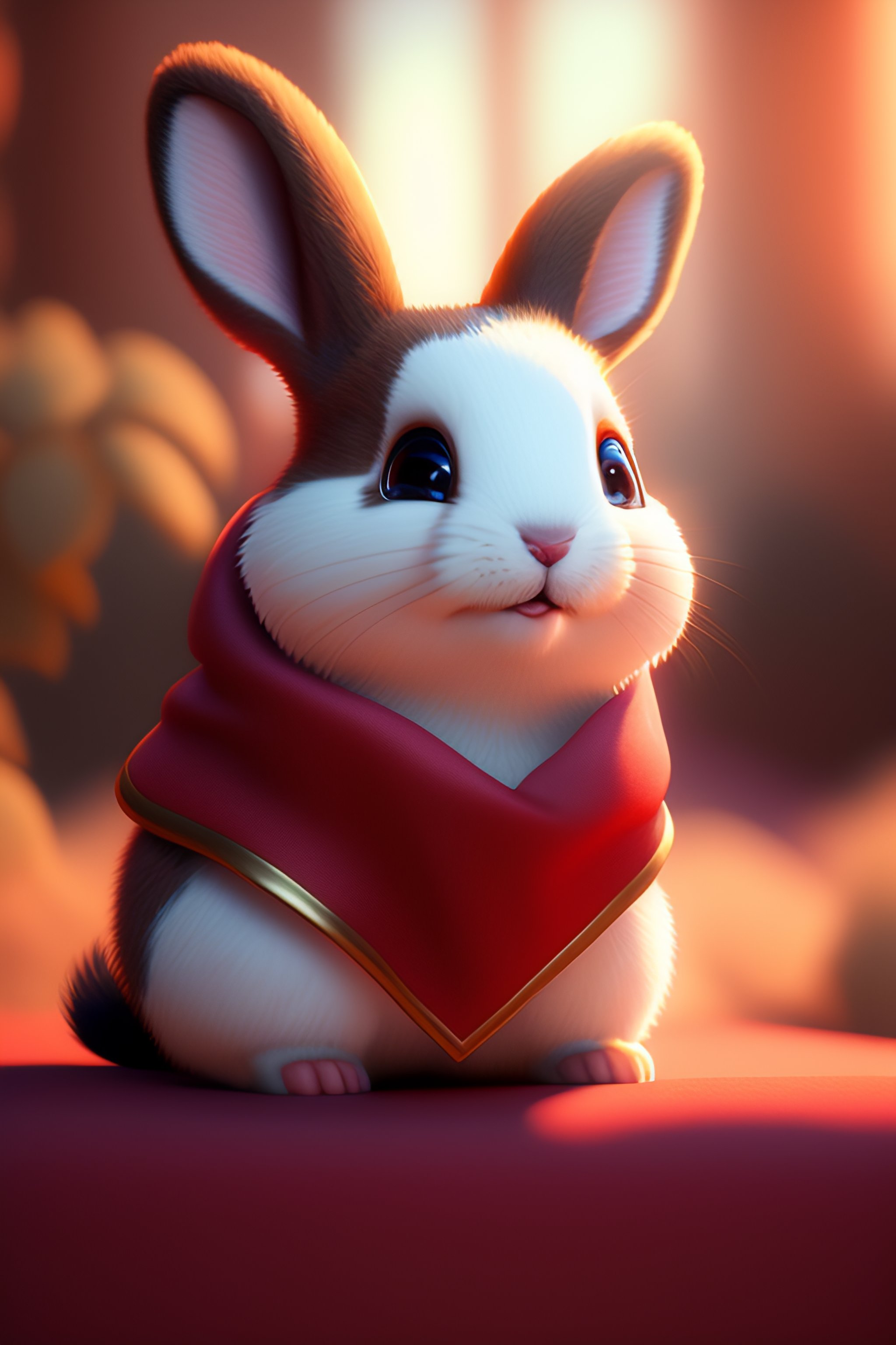 Lexica - Cute adorable little furry bunny and happy smiling greeting me ...