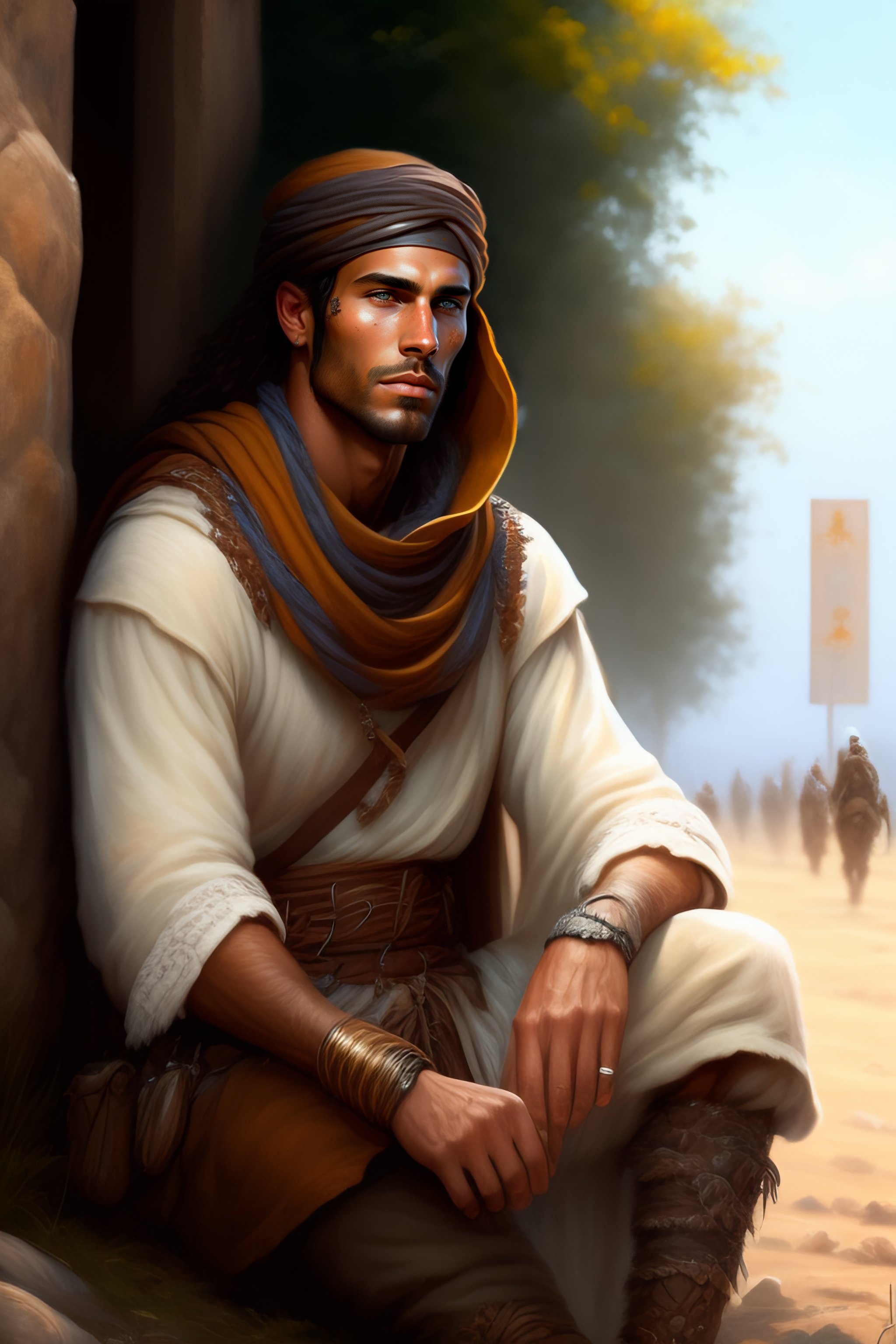 Lexica - A full body portrait of a beautiful soldiers quarter bedouin ...