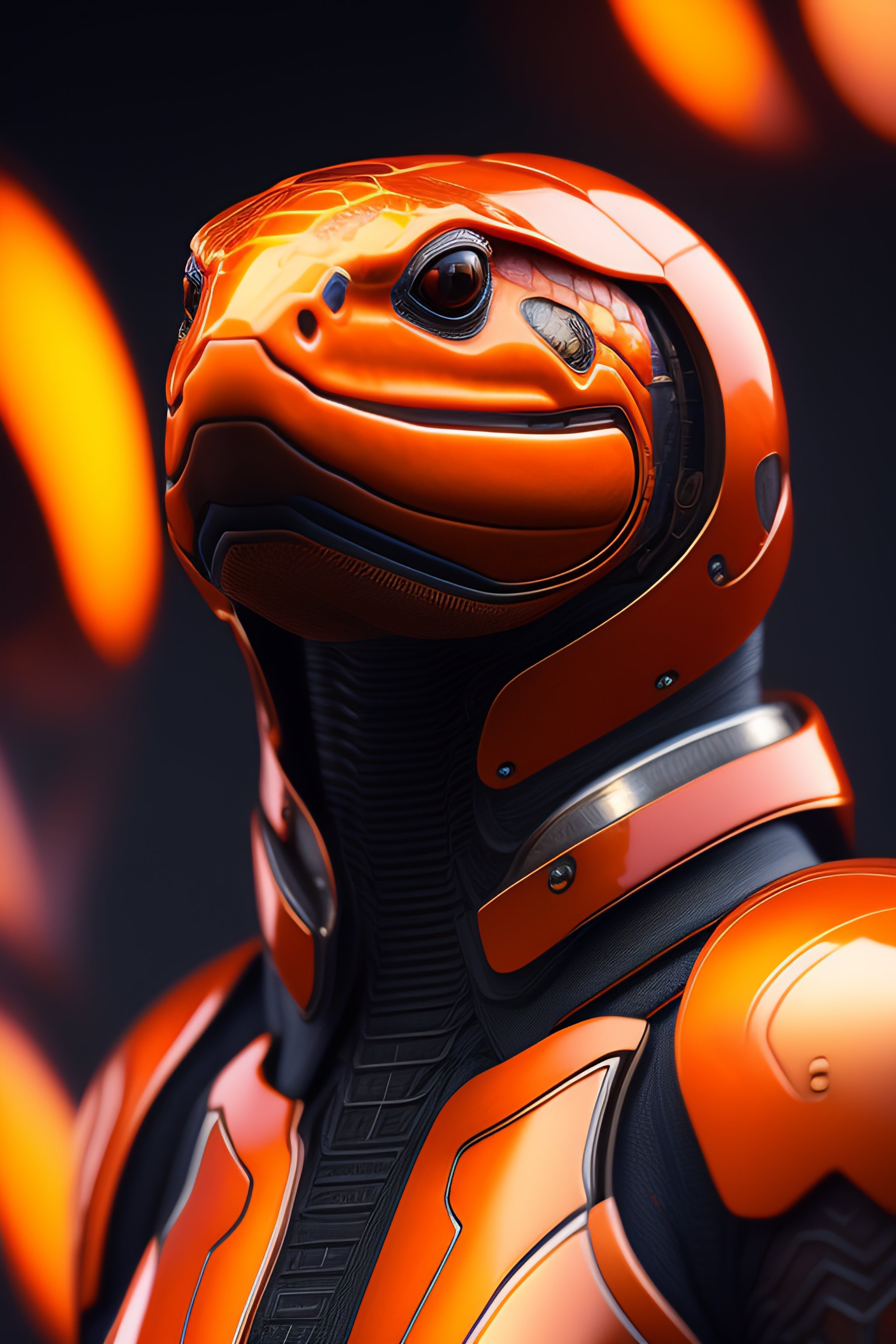Lexica - Portrait of a cybernetic orange snake a spiritual full body ...