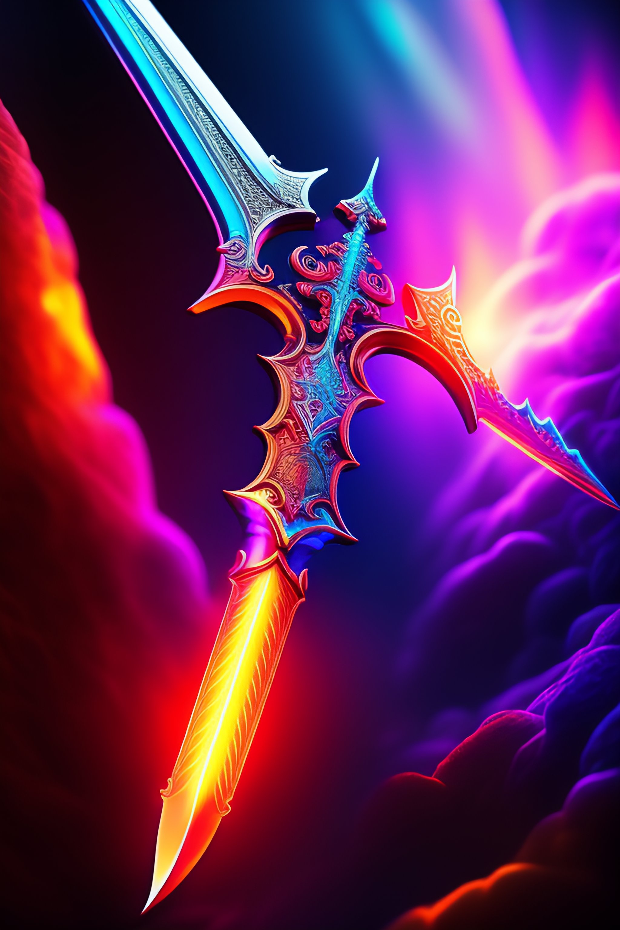 Lexica - Sword of asta .neon style .highly detailed.black fog backround.