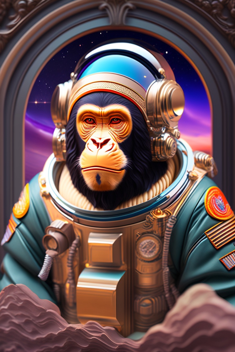 Lexica - A portrait of a ape astronaut by hokusai, paper illustration ...
