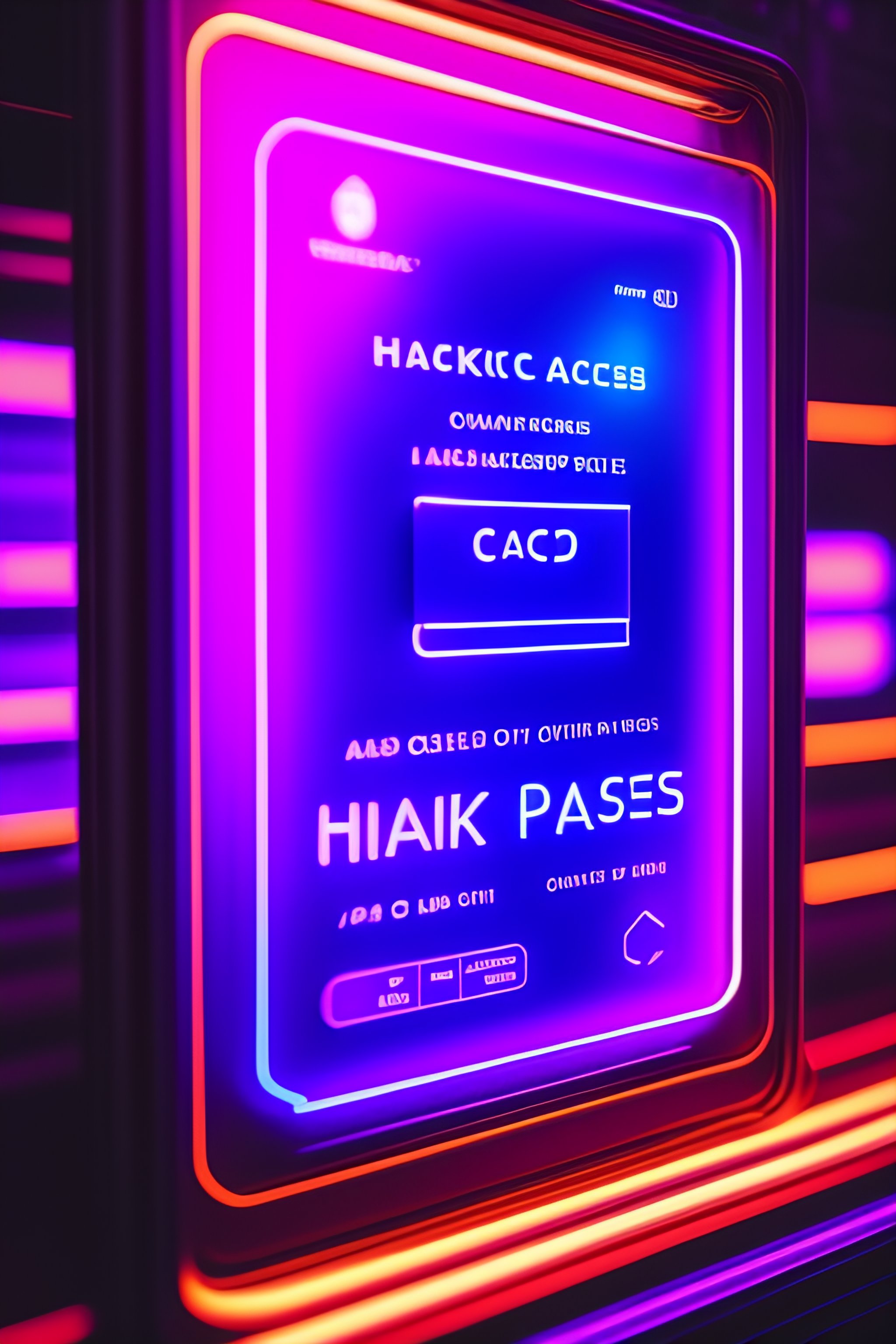 Lexica - One access card that says "Hacker Pass' made of neon purple ...