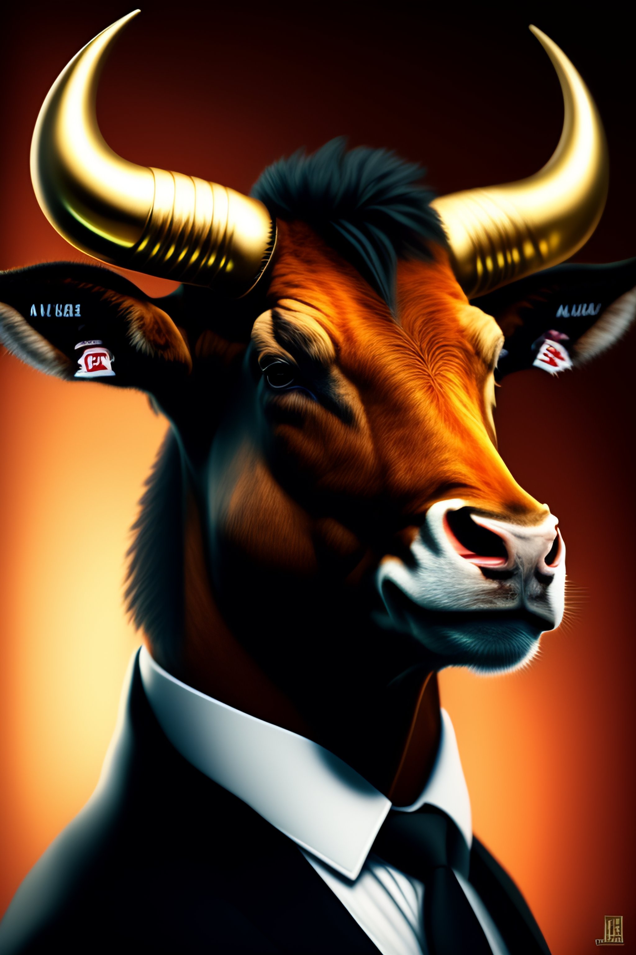 Lexica - Award winning photo of a mobster boss bull head, horns, angry ...