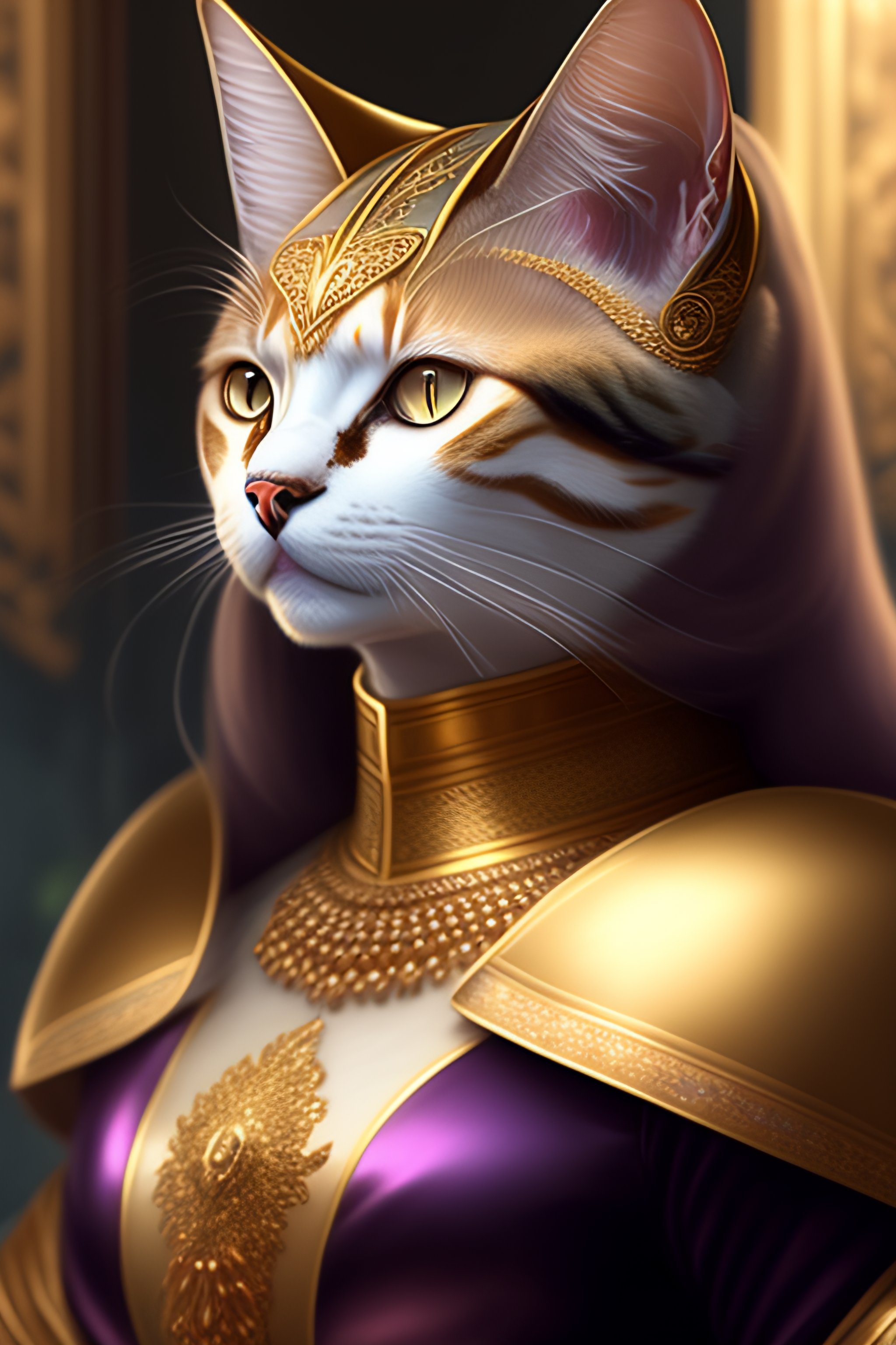 Lexica - Portrait of a beautiful cat in royal costume, highly detailed ...