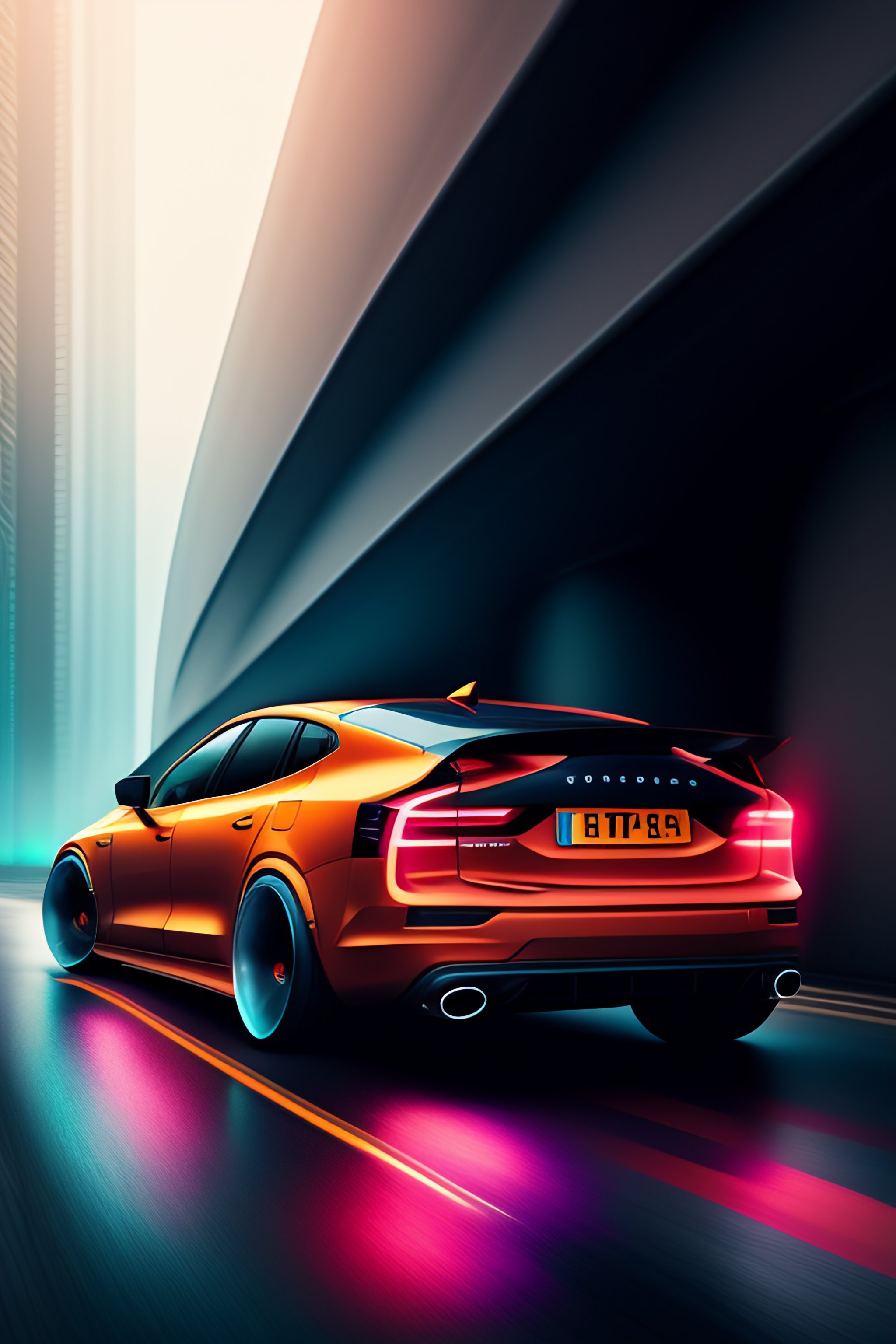 Lexica - ComplexLA style, a cyberpunk volvo car driving on a road, high ...