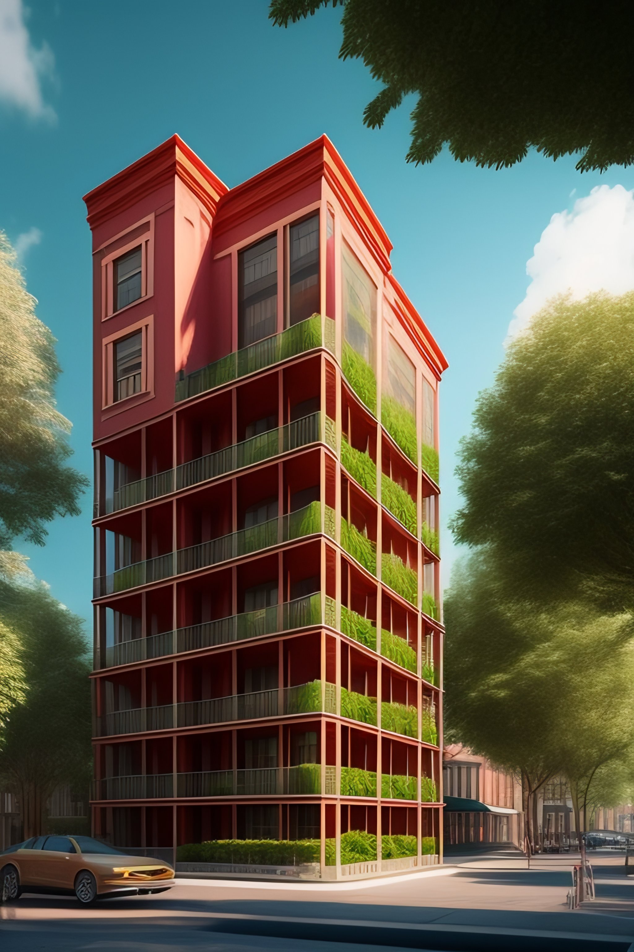 Lexica - 3 story building in colonial style in pedestrian street trees