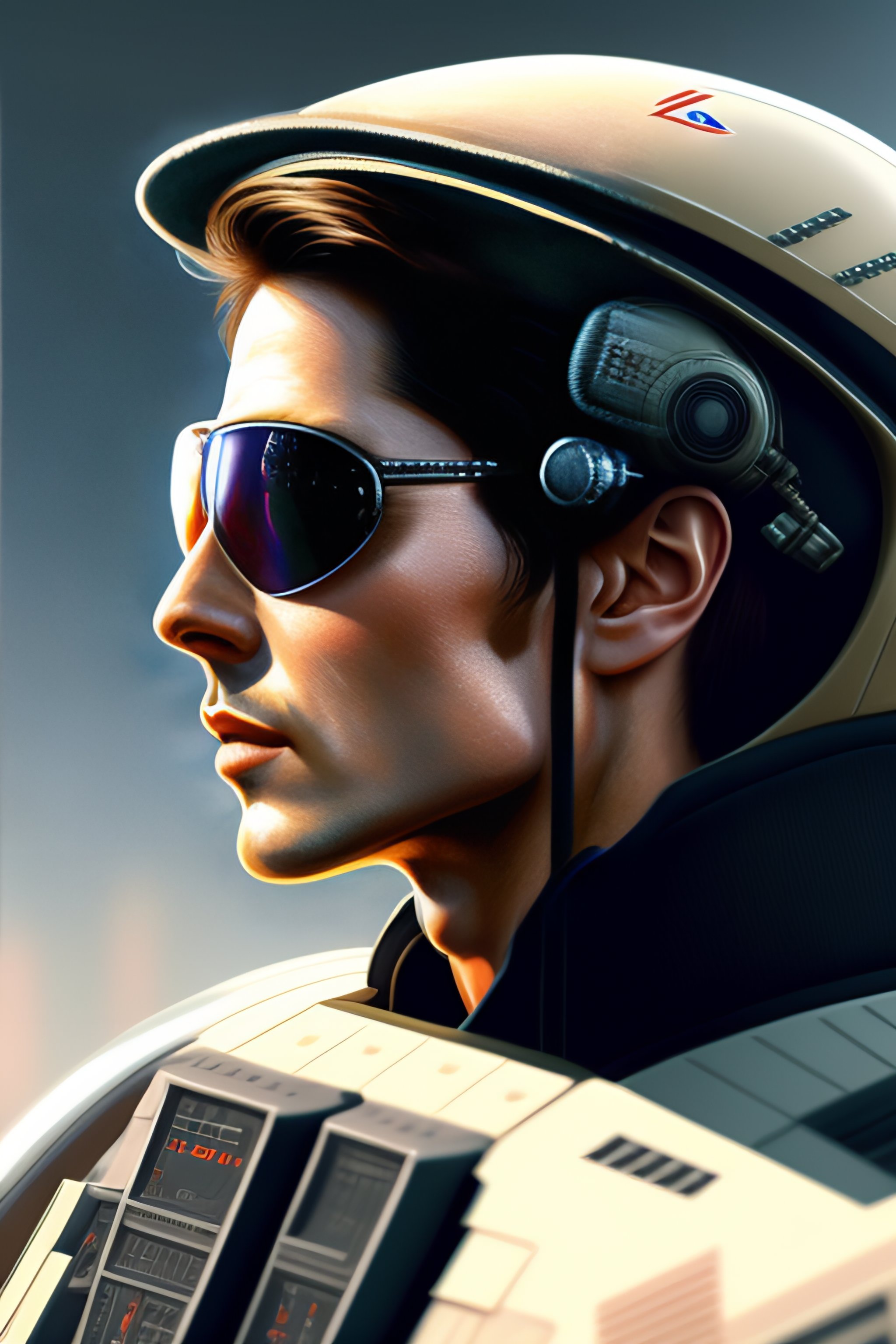 Lexica - Cyborg pilot, Tom Cruise , detailed minimalist interior ...