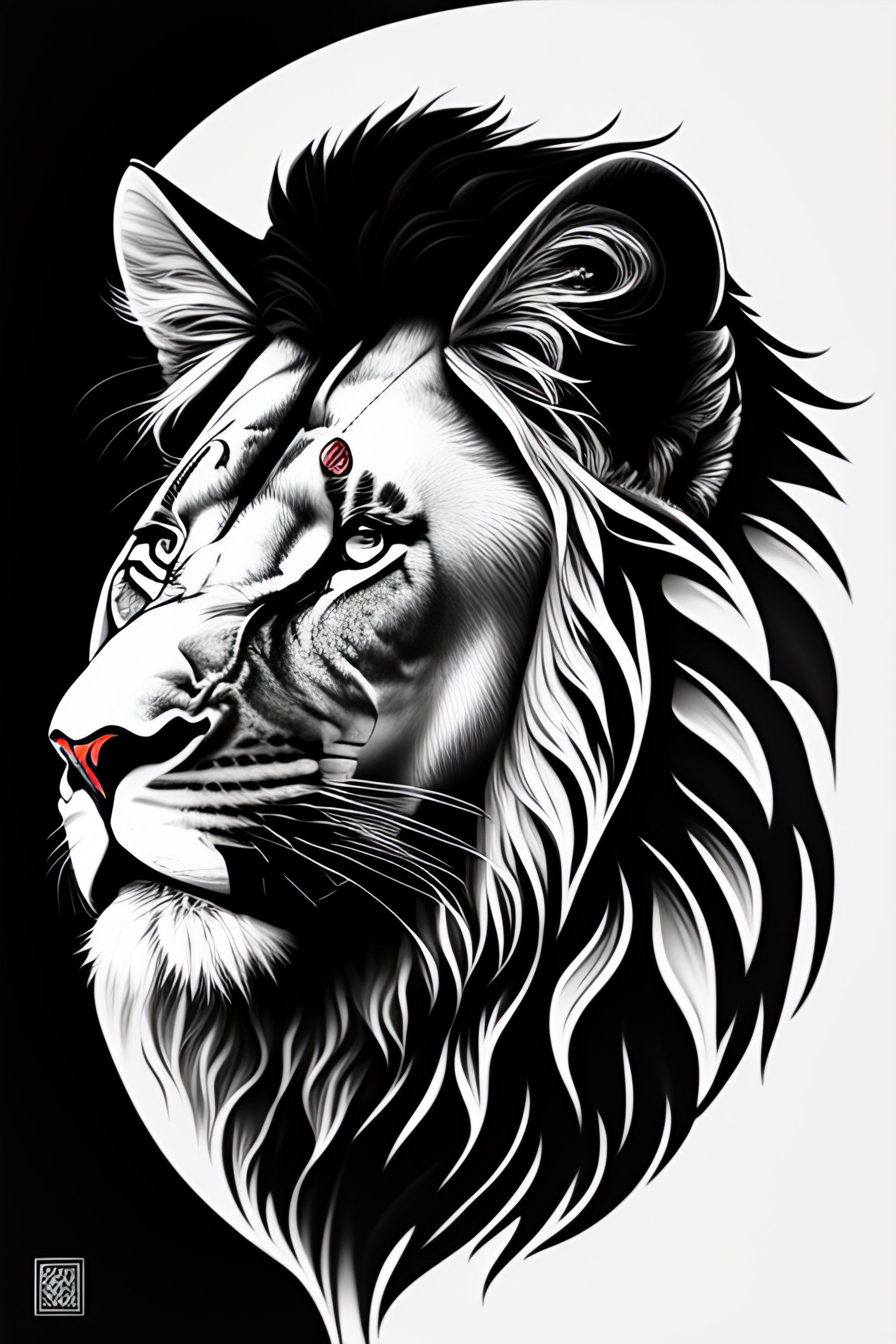 Lexica - Symmetry, lion head and only facing front with intense angry ...