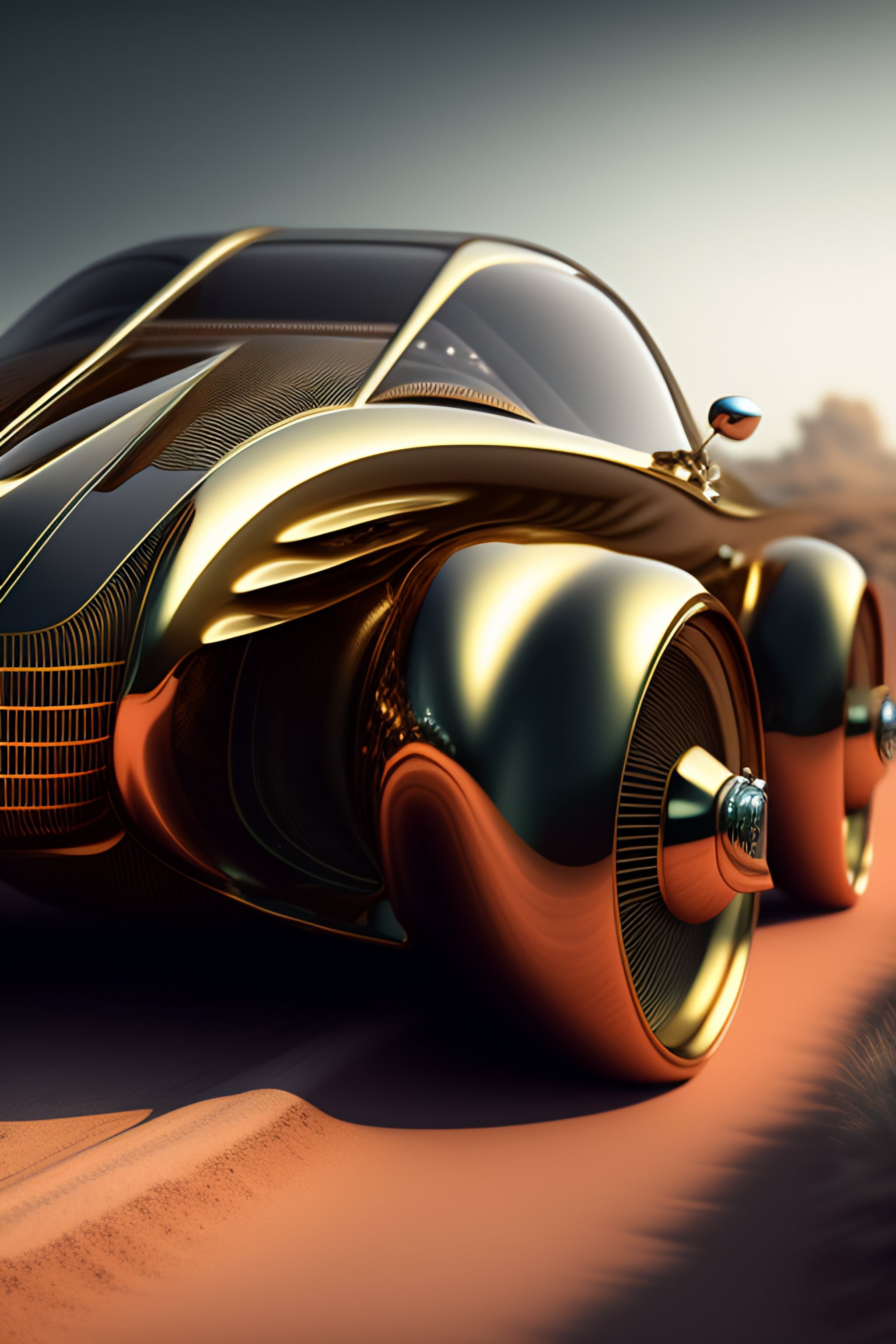 Lexica - Hyperrealistic neo - rococo steampunk minimal futuristic car ...