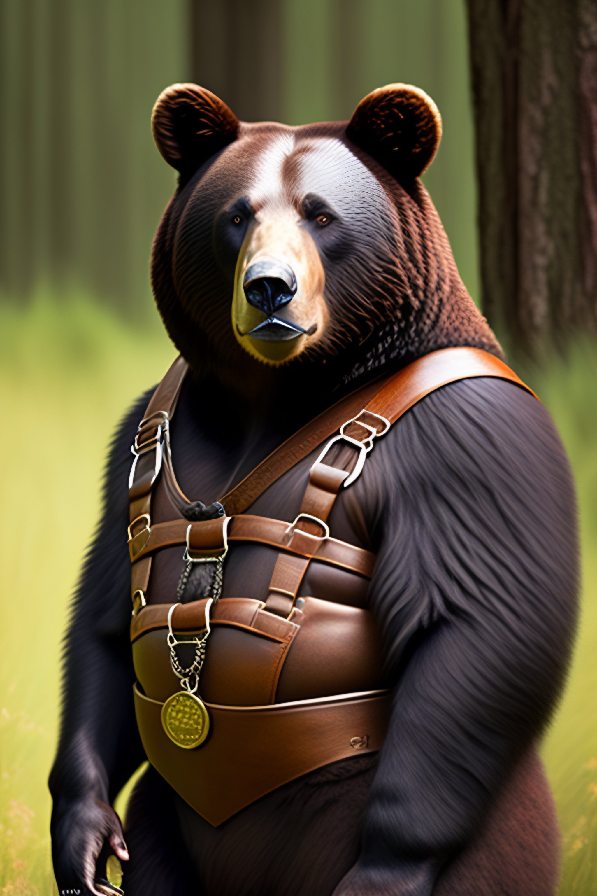 Lexica - Portrait of bear troll wearing suspender