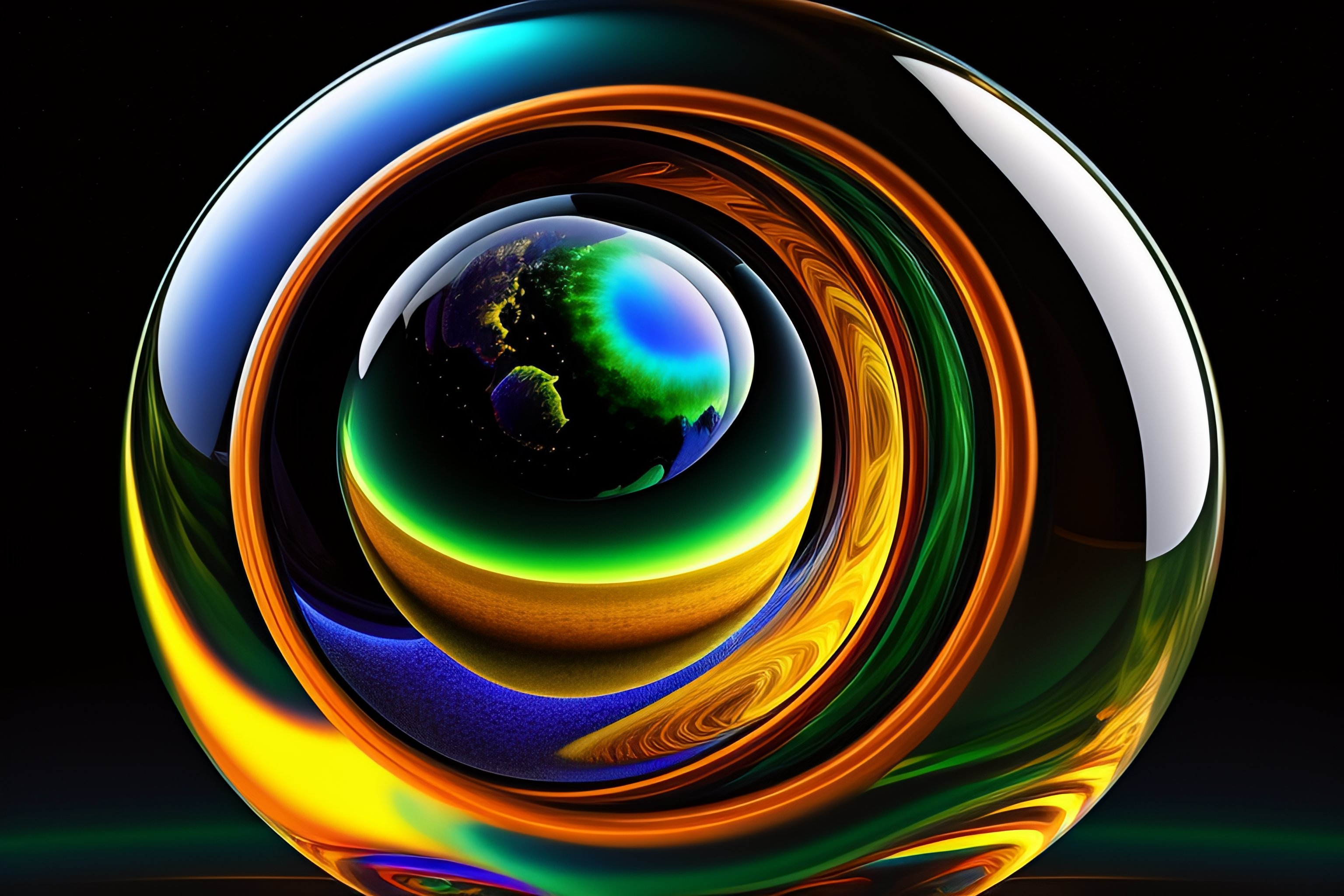 Lexica - Glass planet earth, micro, glass sphere, refractive, fractal ...
