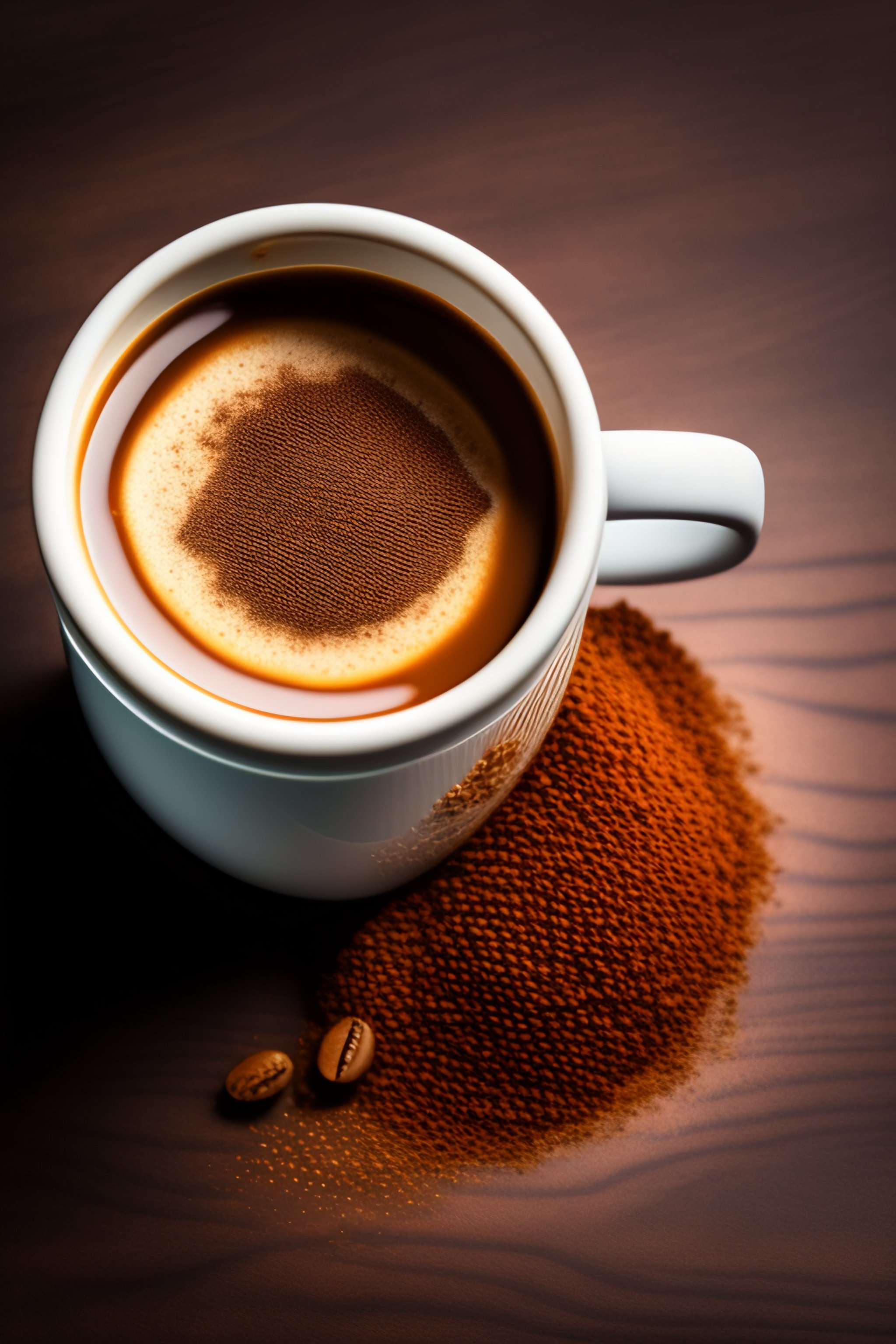 Lexica - Coffee cup, with coffee seeds around it