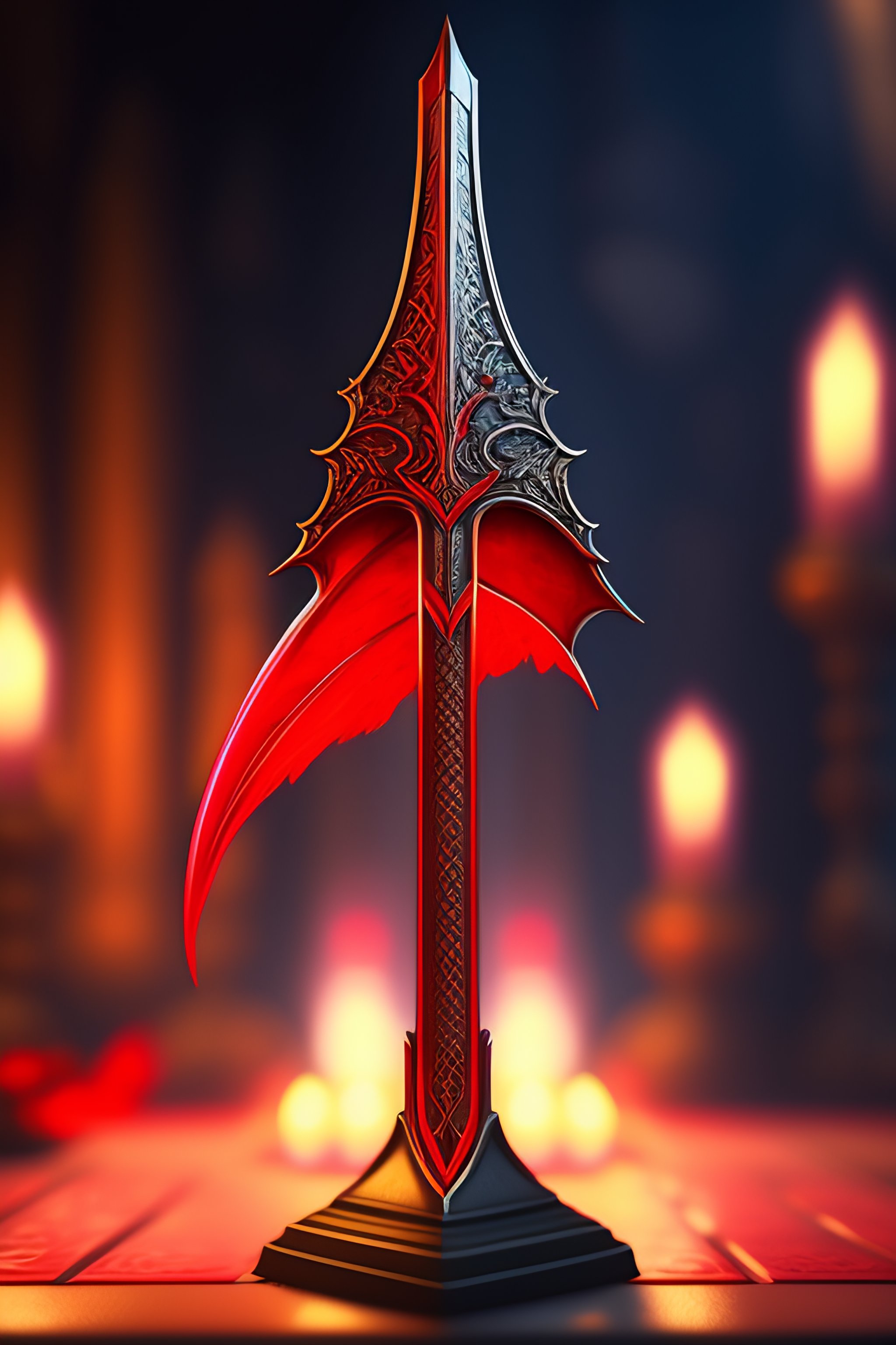 Lexica - Fantasy longsword made of transparent red glass, evil magic ...