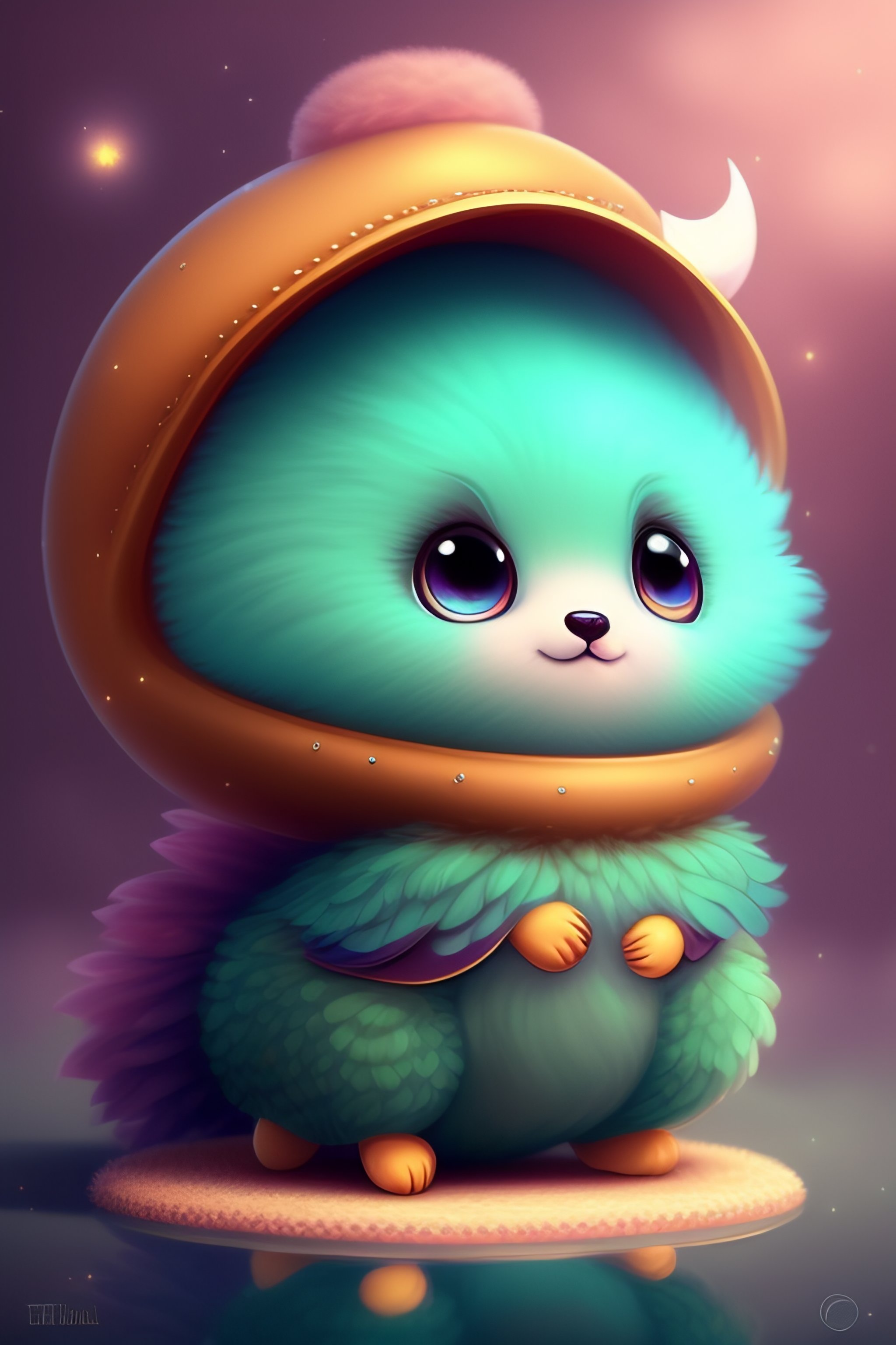 Lexica - Cute and adorable cartoon fluffy baby rhea, fantasy, dreamlike ...
