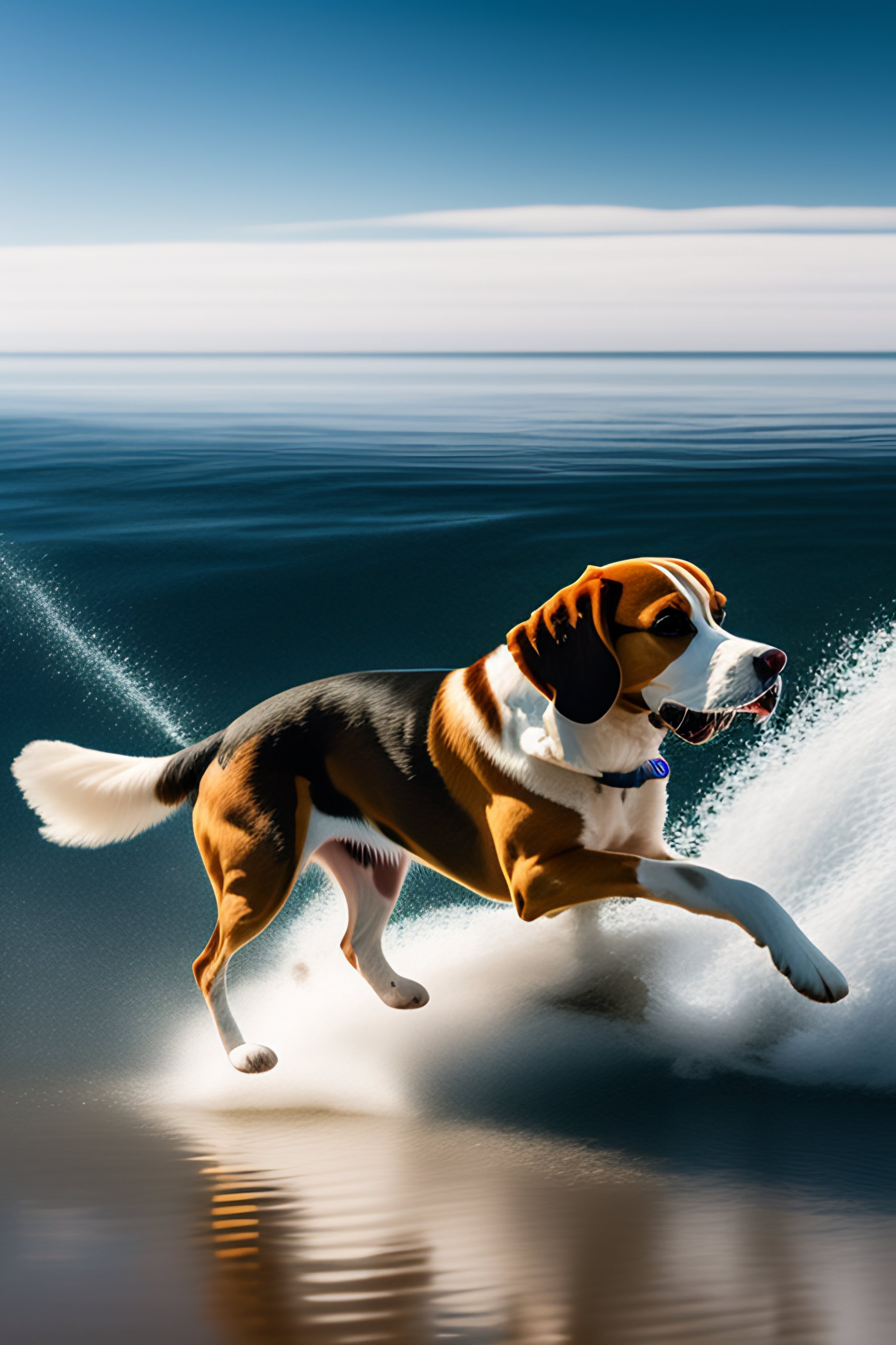 Lexica - Beagle flying over the ocean