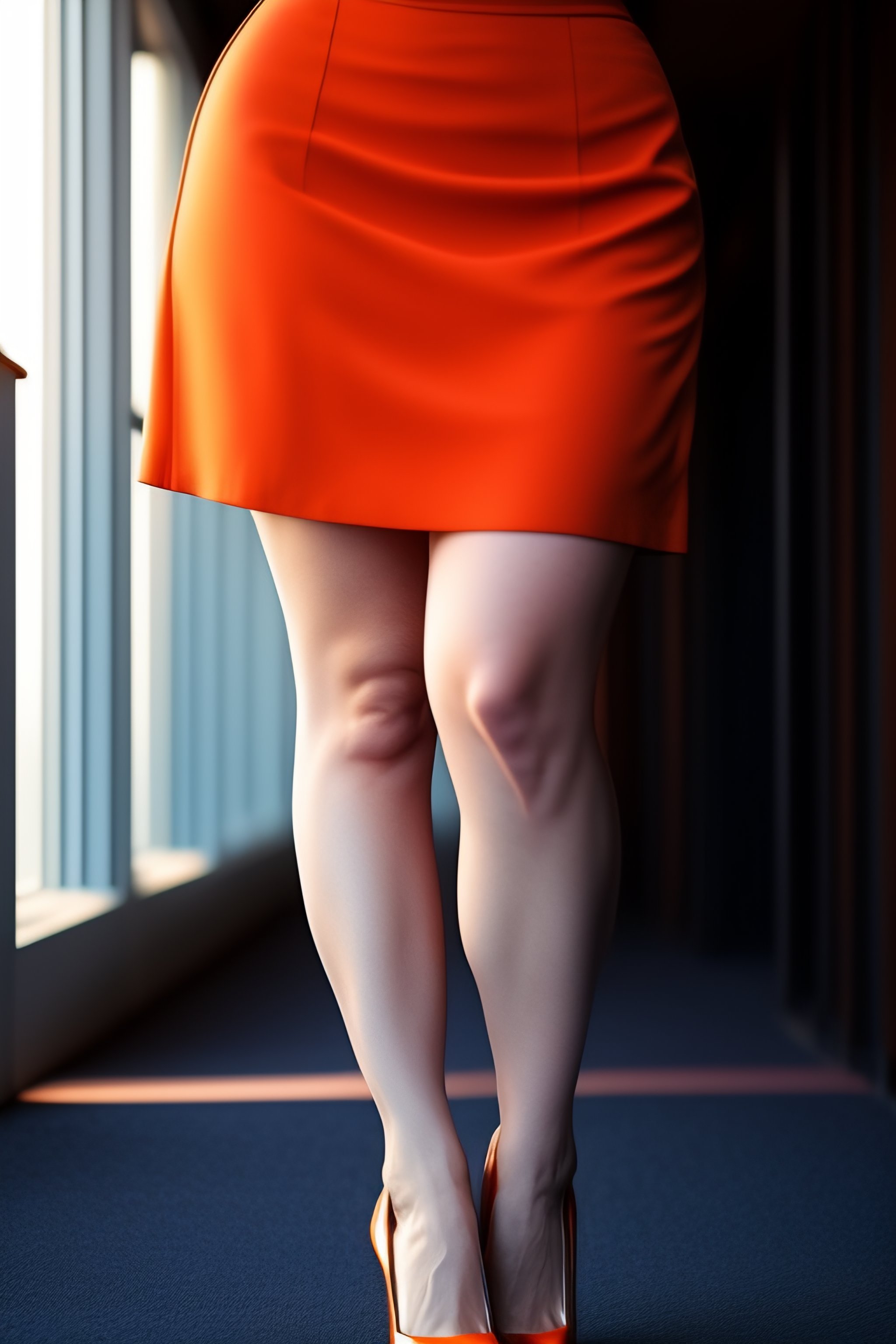 Lexica Sexy Mid 20s Ginger Secretary School Skirt Pantyhose And