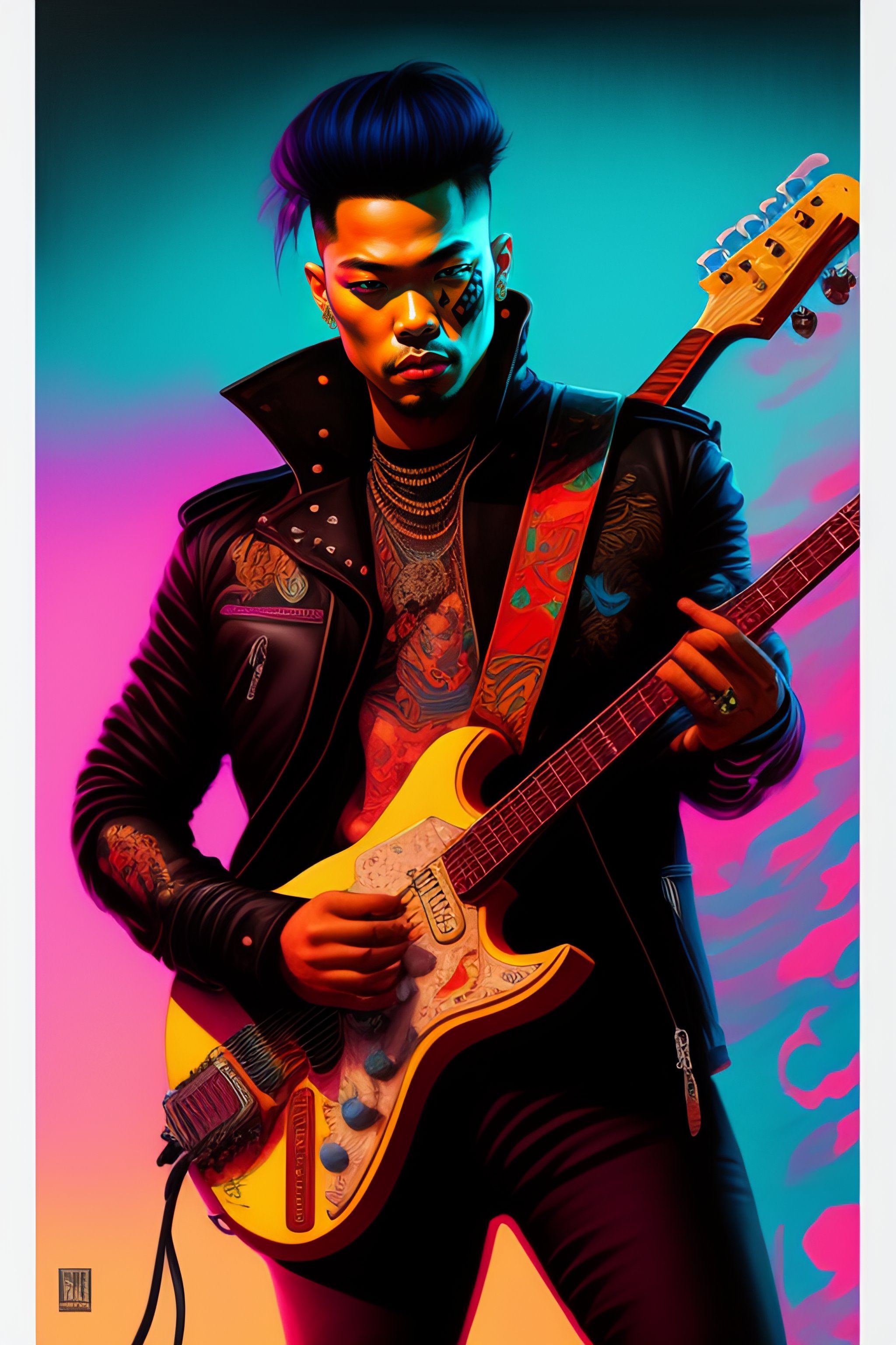 Lexica - Zombie punk rocker playing guitar, tristan eaton, victo ngai ...