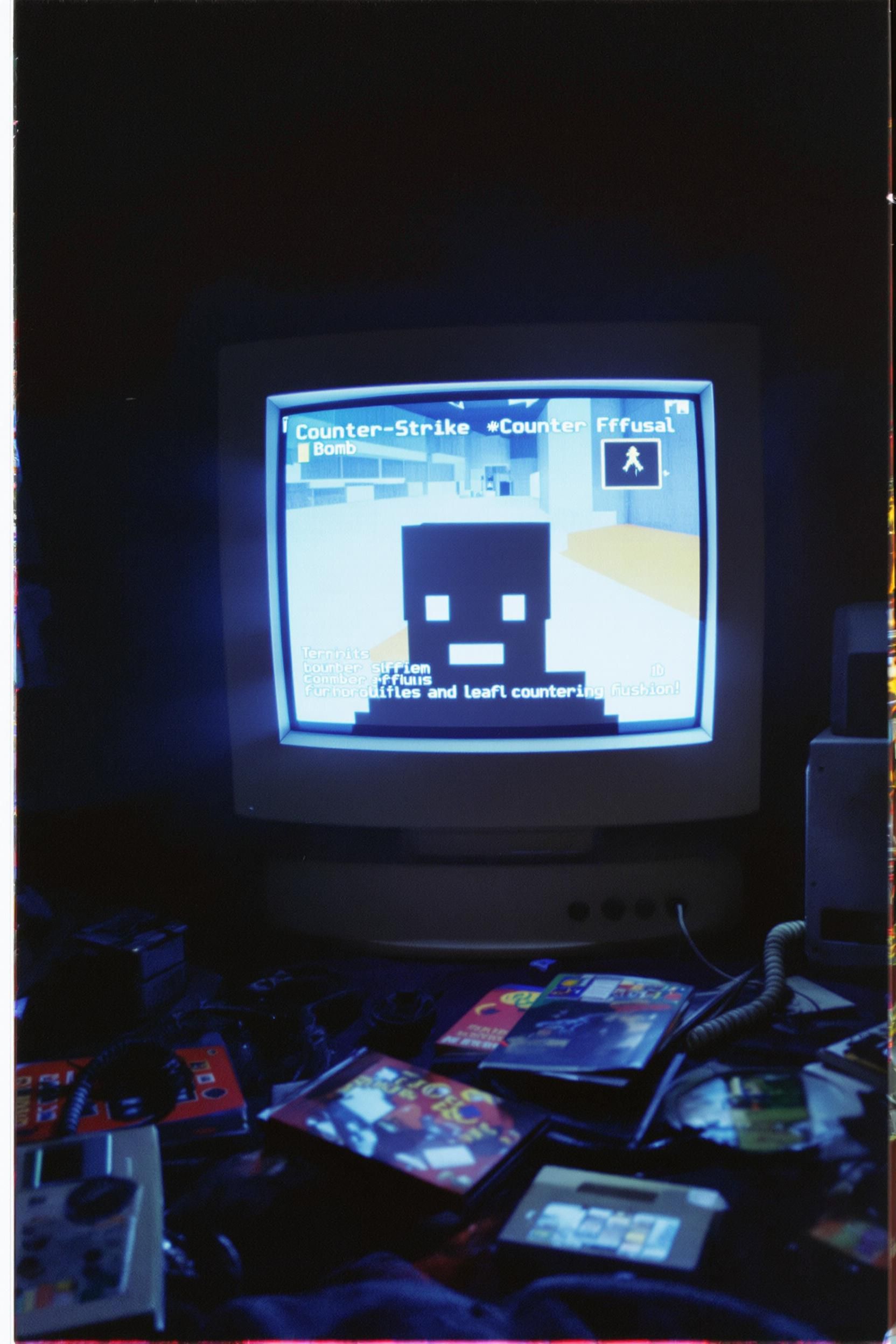 Lexica - Analog photo of blocky Steve from Minecraft playing Counter ...