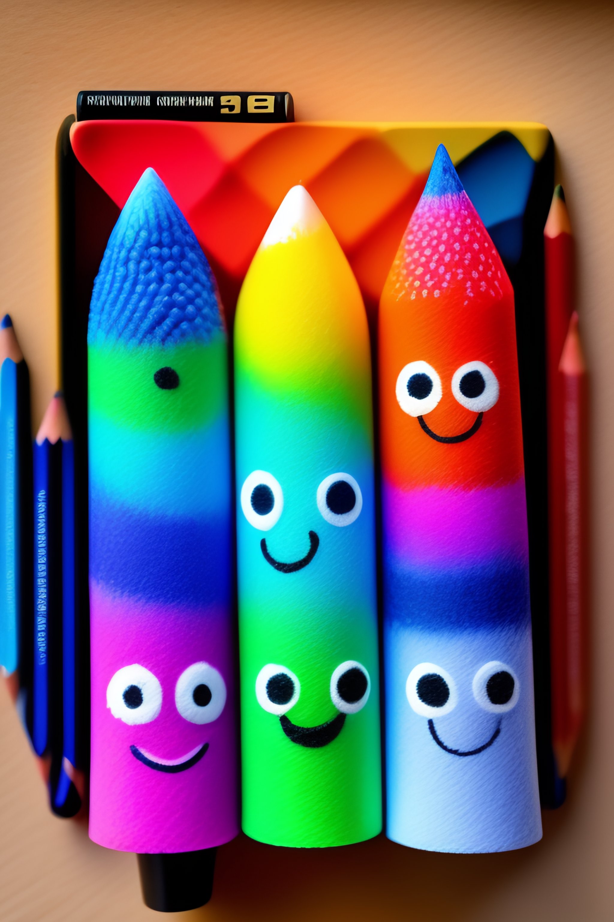 Lexica - Crayon drawing of several cute colorful monsters with ice ...
