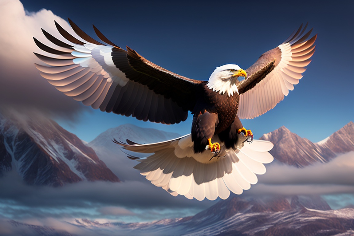 Lexica - High above the treetops, a majestic eagle soared with wings ...