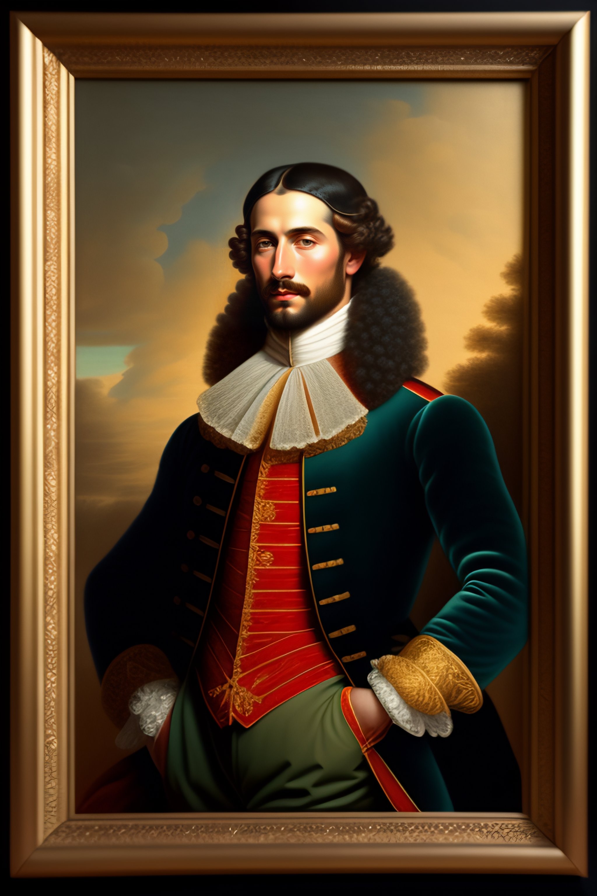 Lexica - Painting of a man, in baroque cloth and style