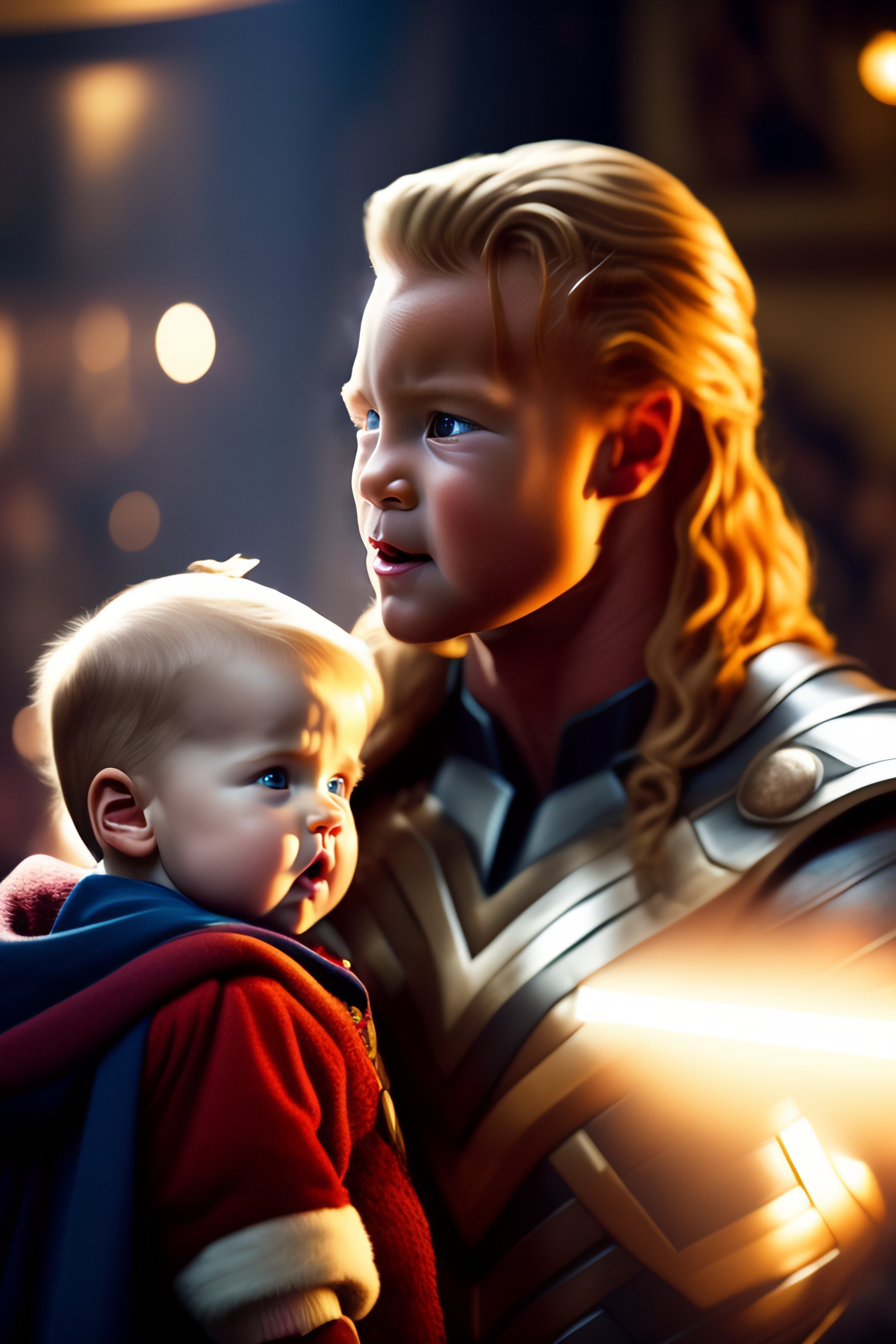 Lexica - Baby Thor fighting with groot