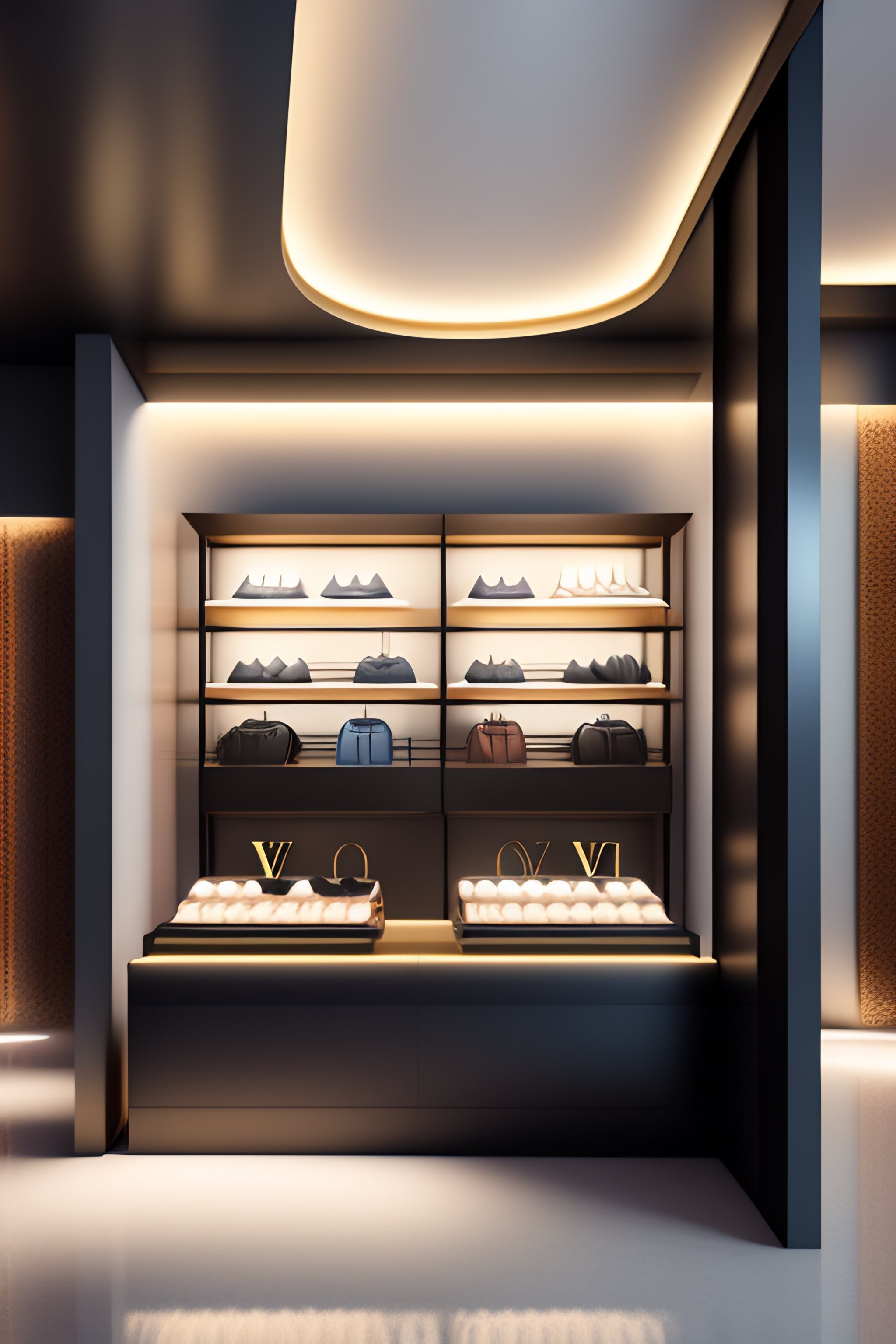 Lexica - Minimalistic Louis Vuitton store, interior, concrete floor ...