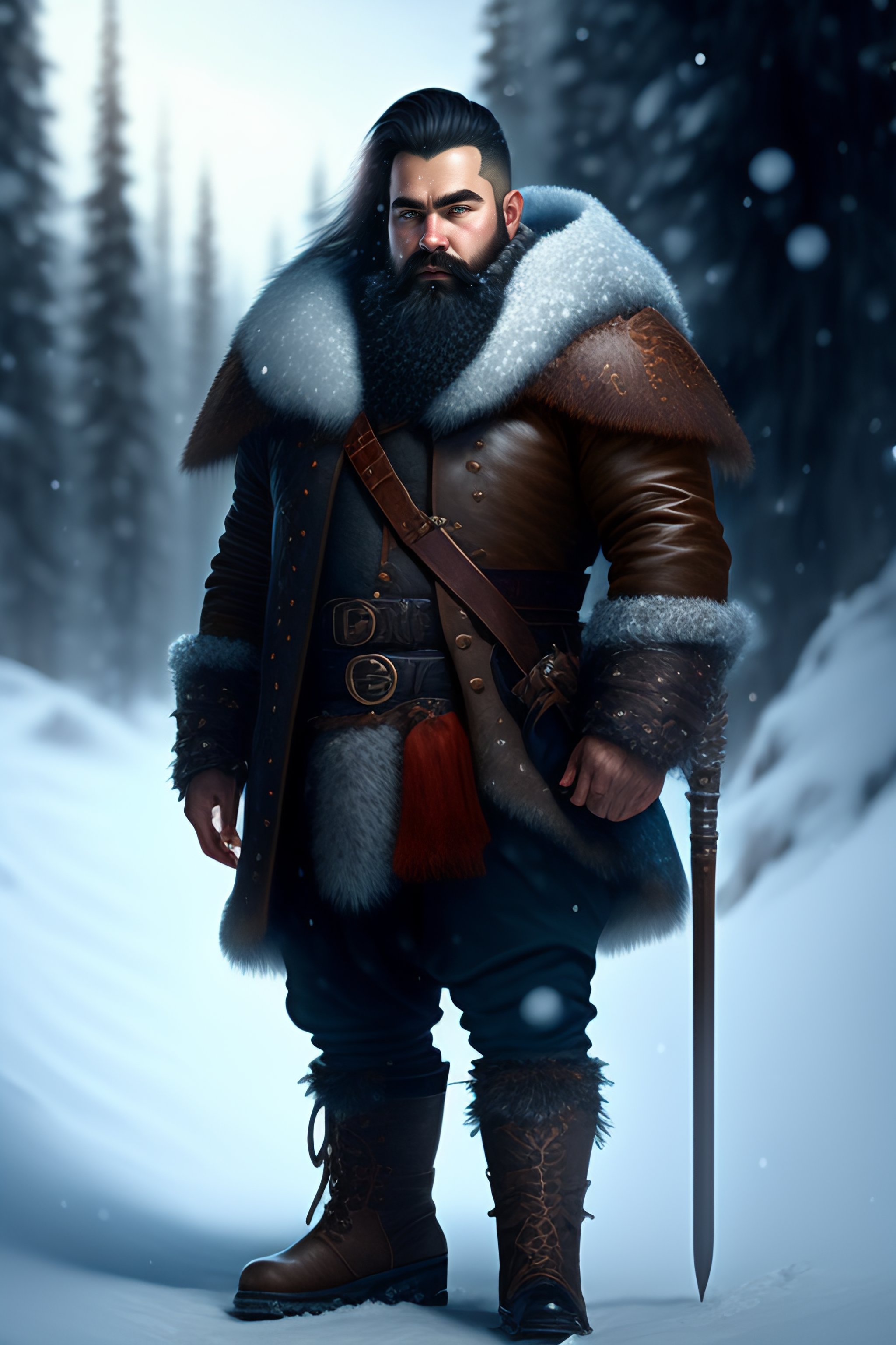 Lexica - Full body portrait of a short fantasy dwarf, dark beard ...