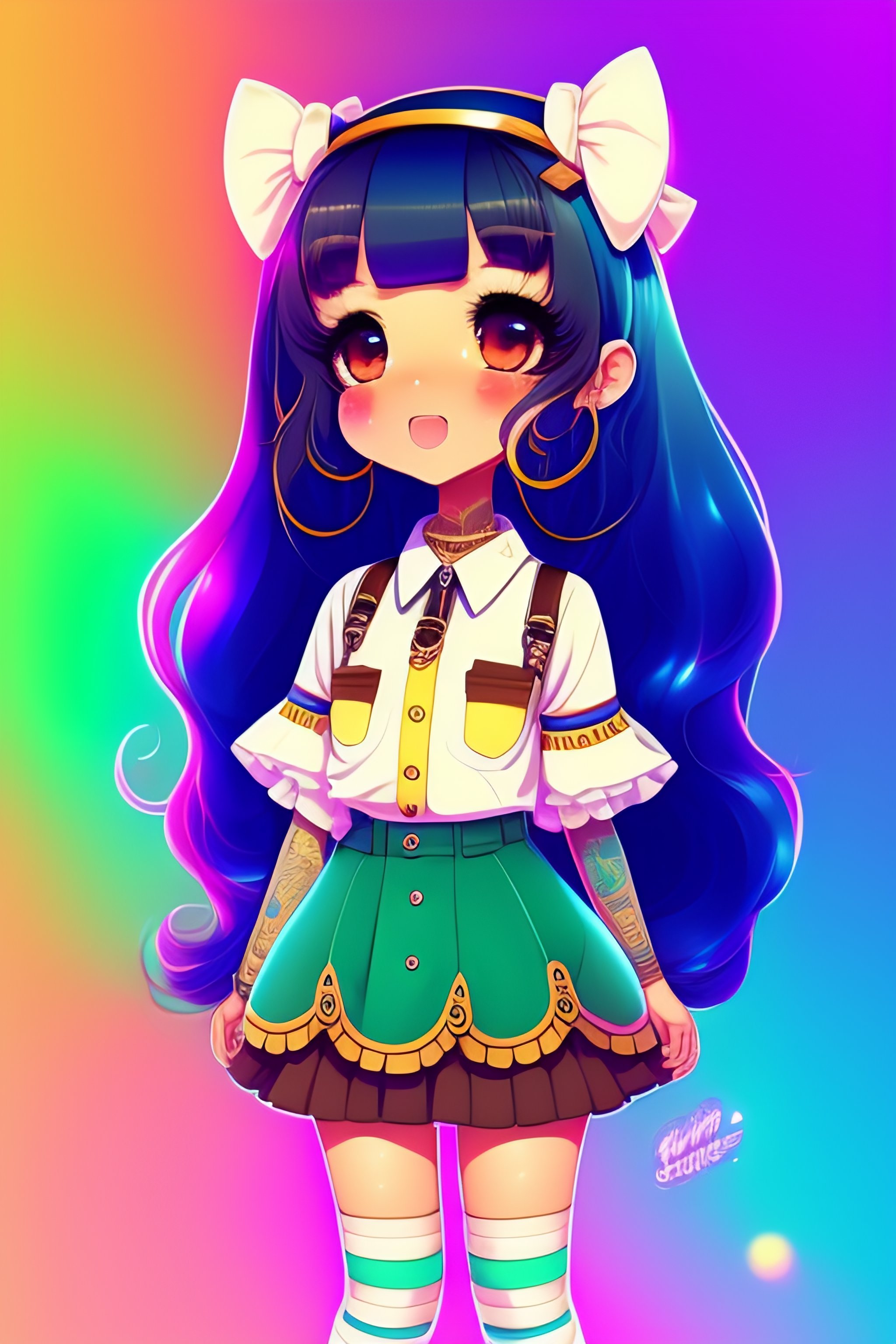 Lexica - Chibi art style, adorable brown skin girl with big brown eyes ...