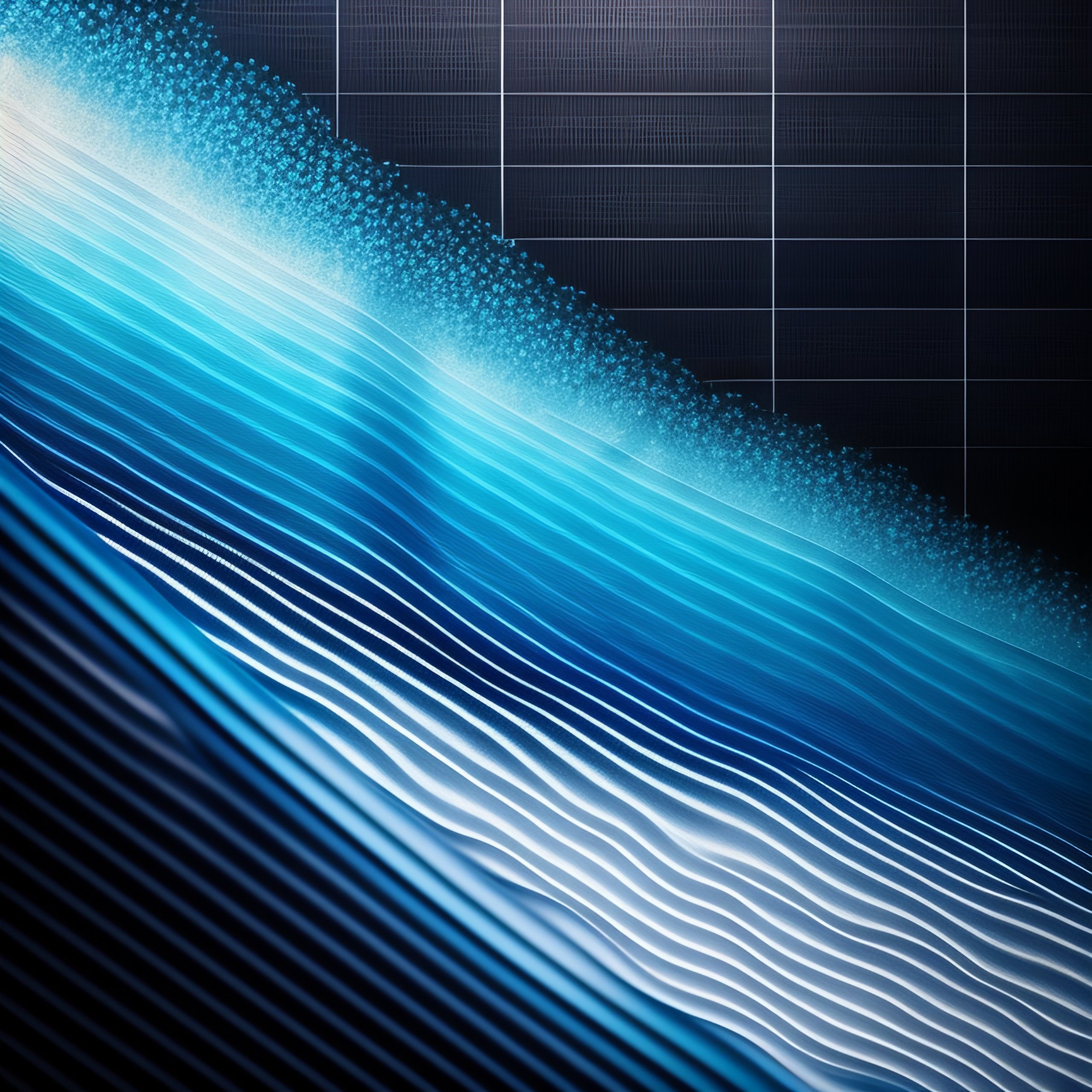 Lexica - Texture mostly black with cool blue funky grid sea lines