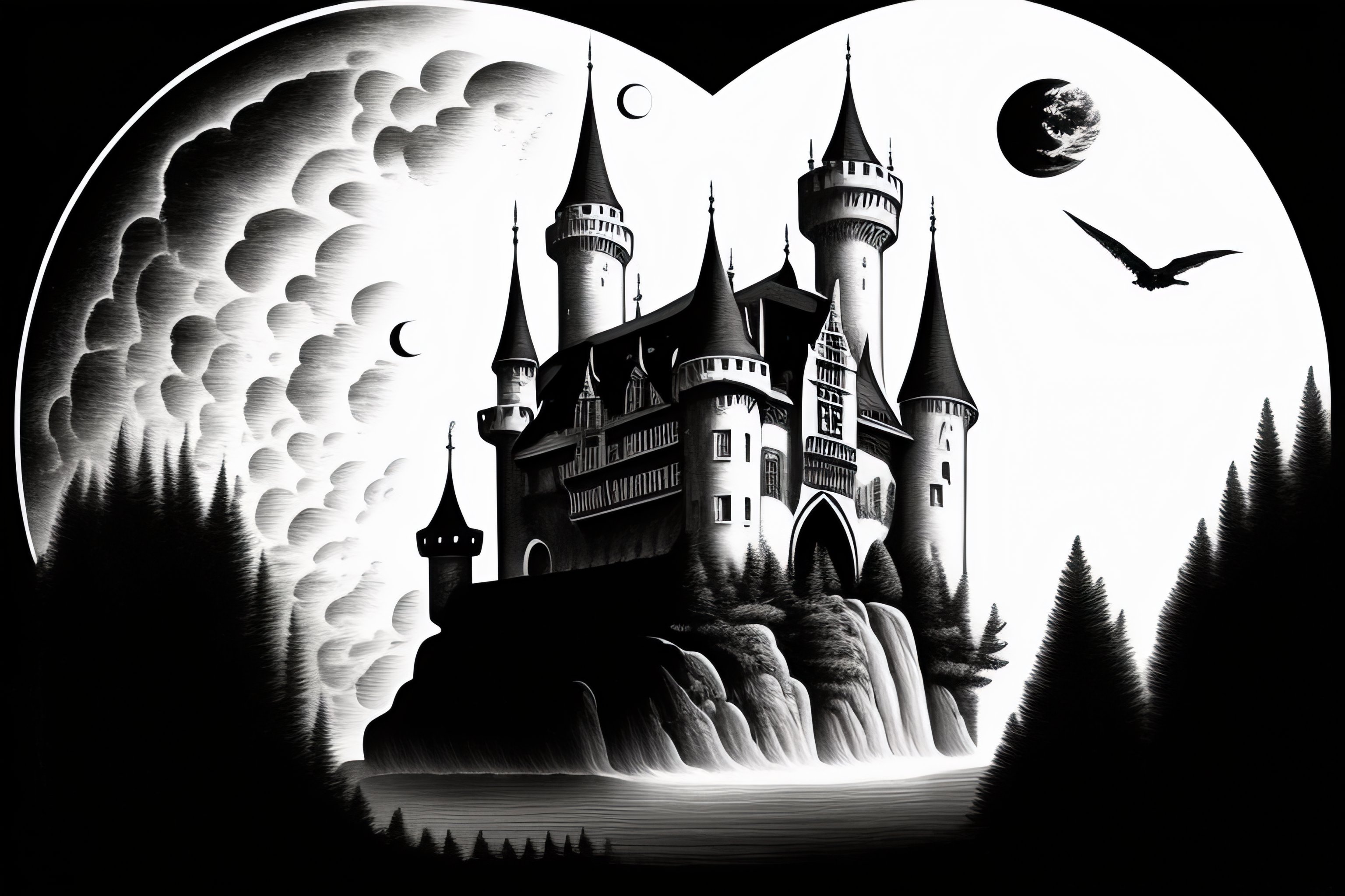 Lexica - A floating Gothic castle high above the ground actually above ...