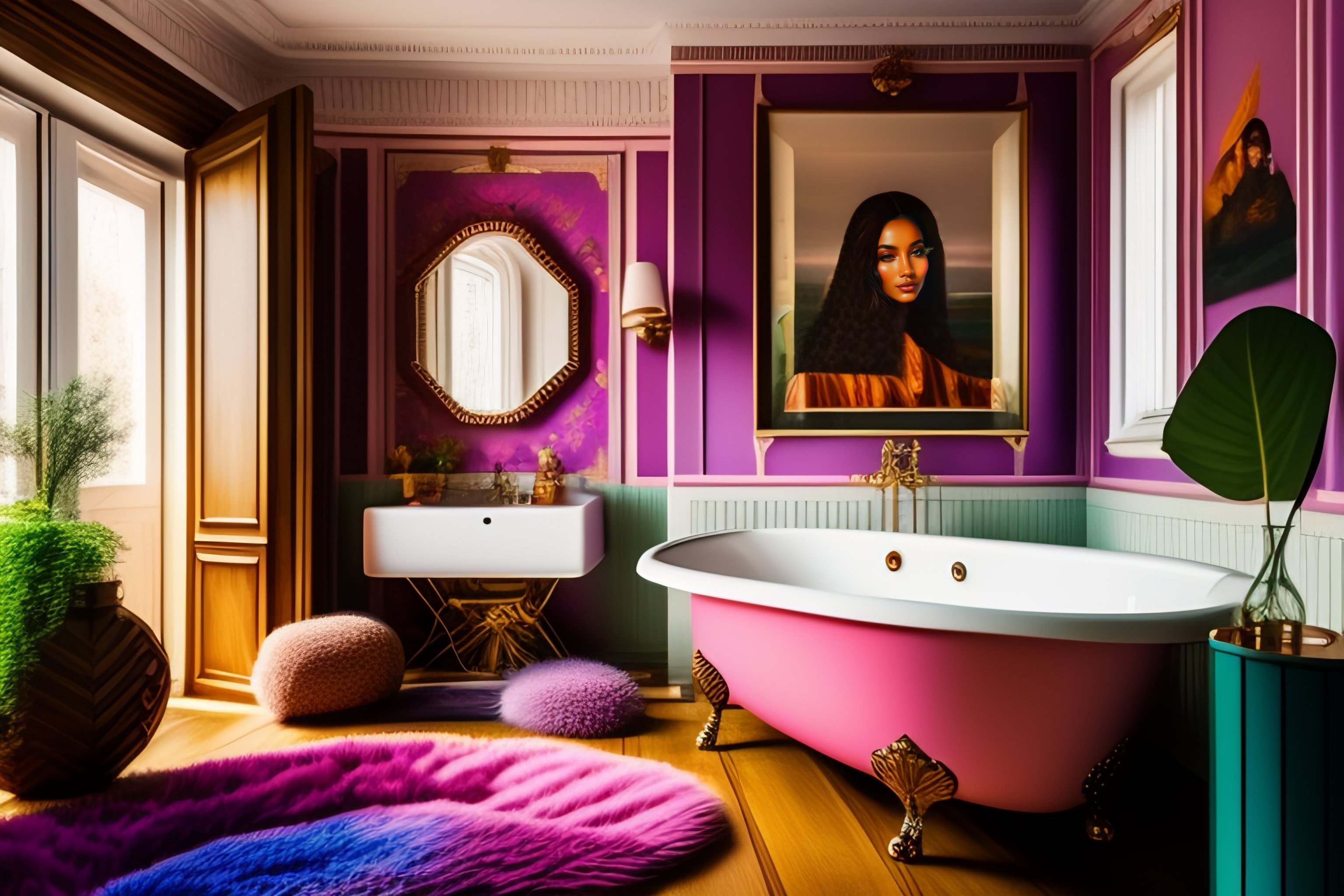 Lexica - Crazy interior of the bathroom in an eclectic style, colorful ...