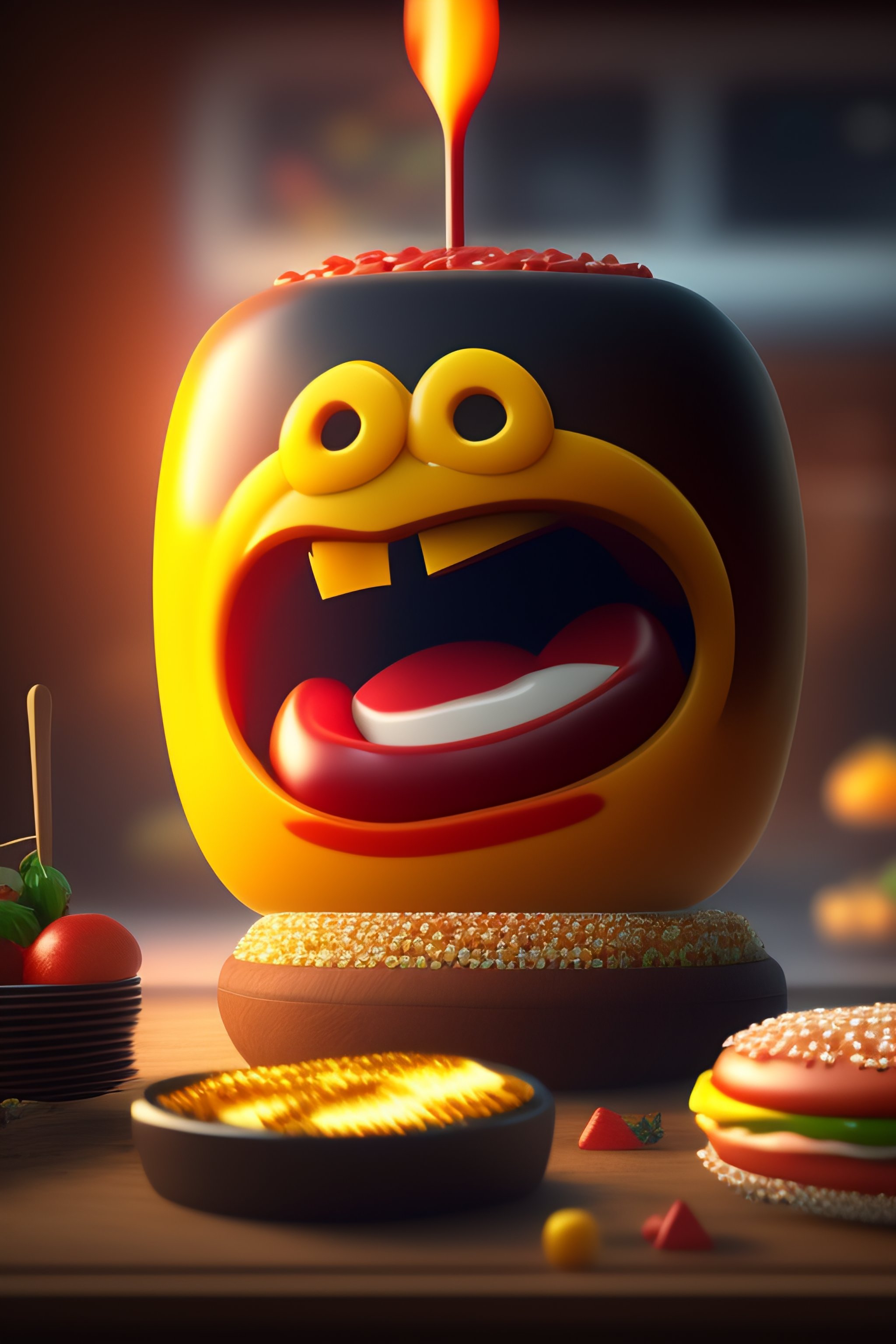 Lexica - Angry face on junk food, epic scene, 8k, dynamic lighting
