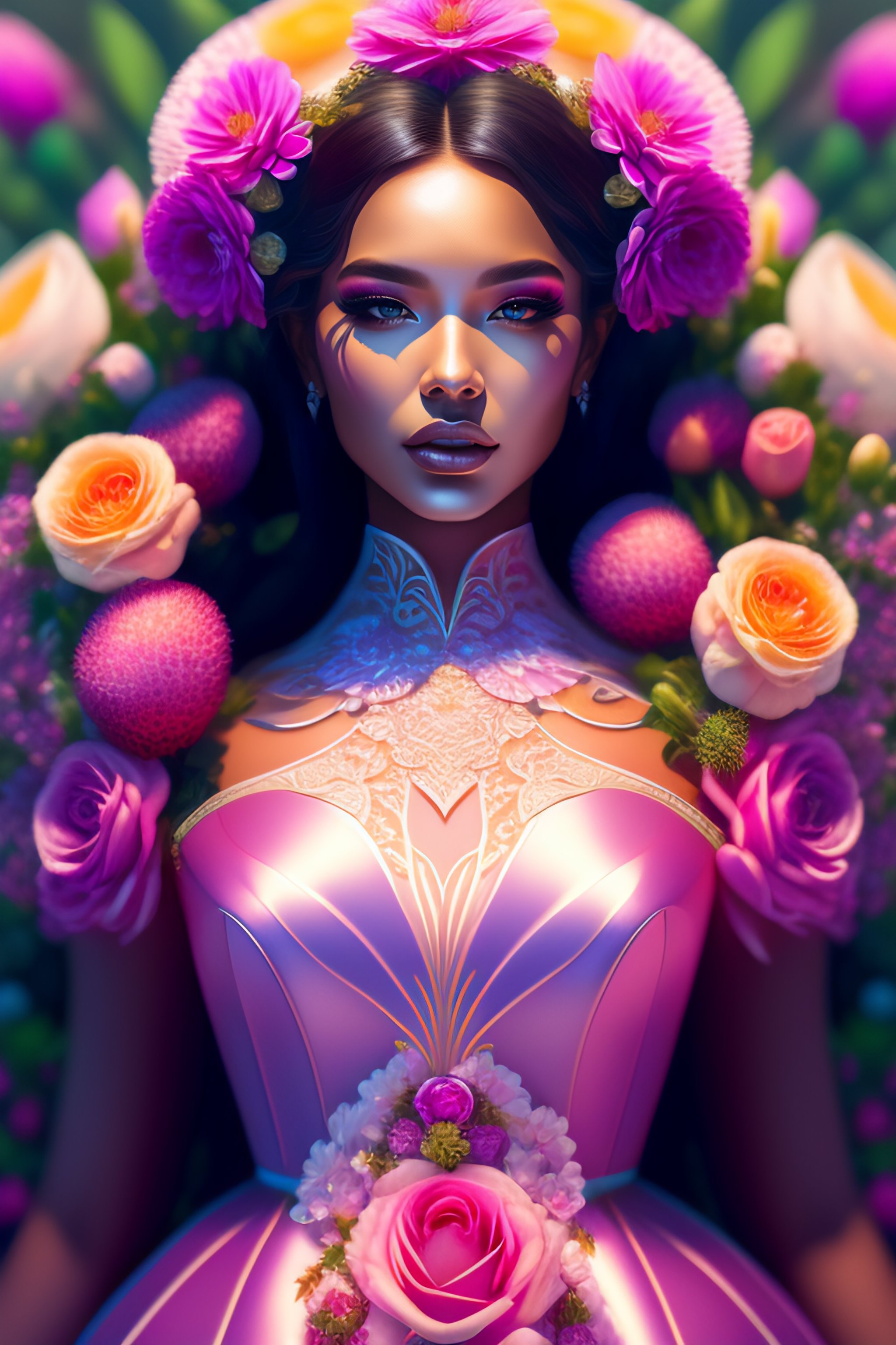 Lexica - Beautiful female android!, half body portrait angel in a dress ...