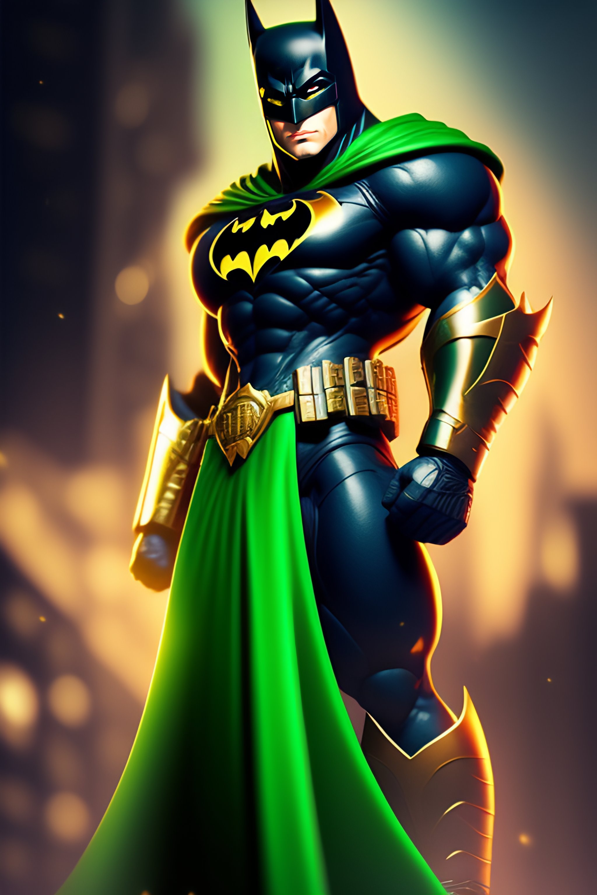 Lexica - Create a high resolution artwork of anime batman with green cape