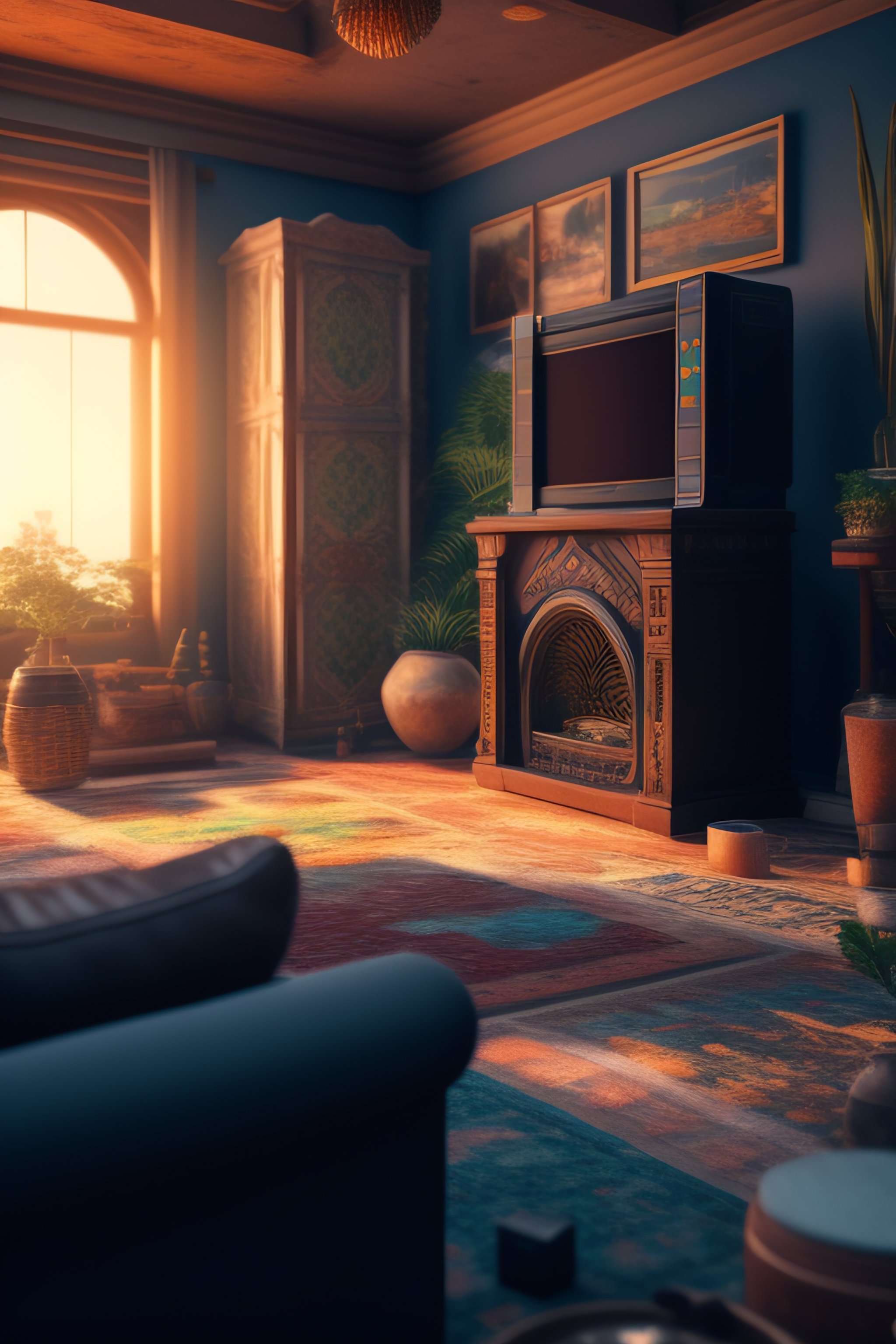 Lexica - Highly detailed interior shot of a messy living room with ...