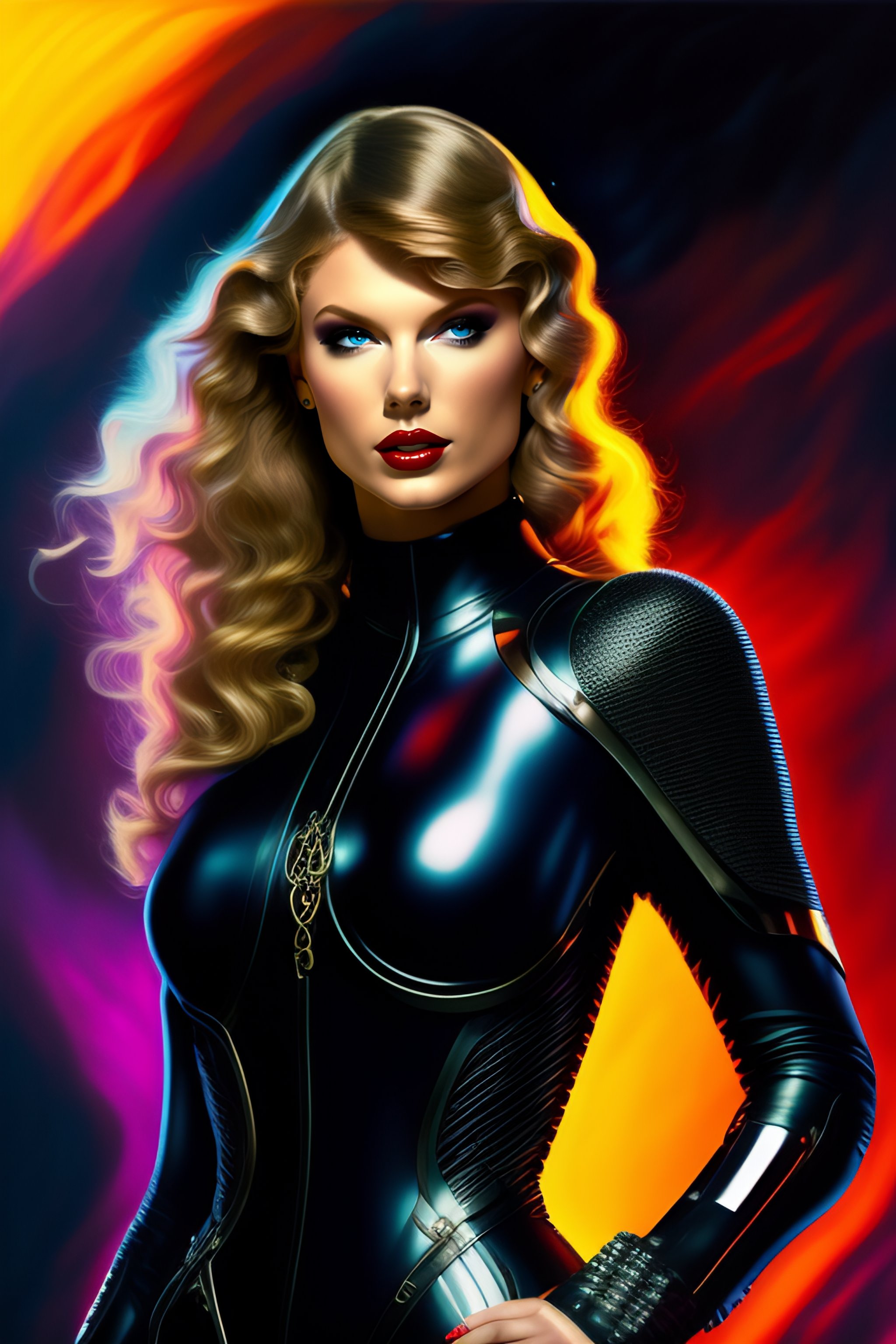 Lexica - Taylor Swift cybernetic, Full body view, wearing in black ...