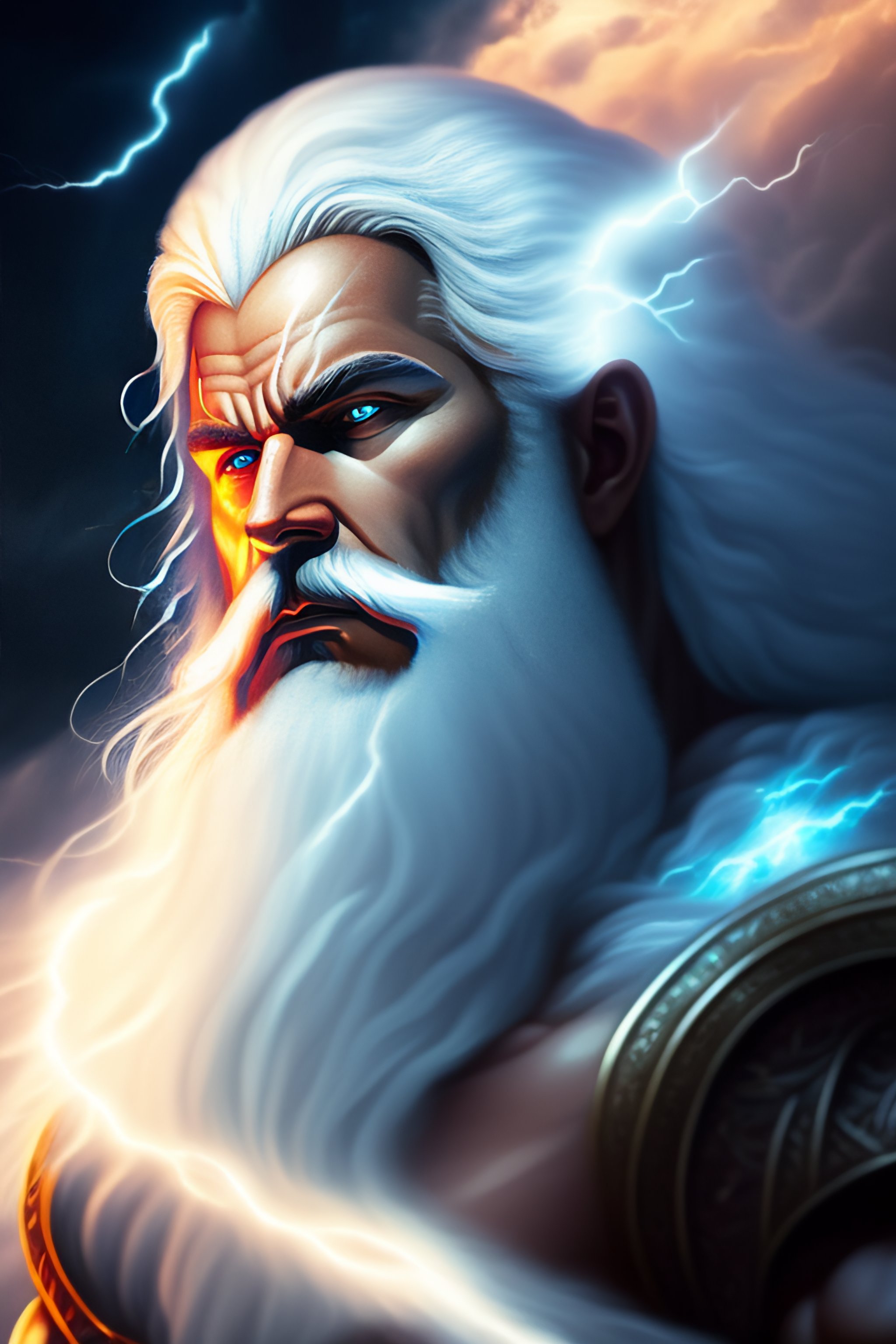 Lexica - Old god zeus, with long white hair, in the sky, with athletic ...