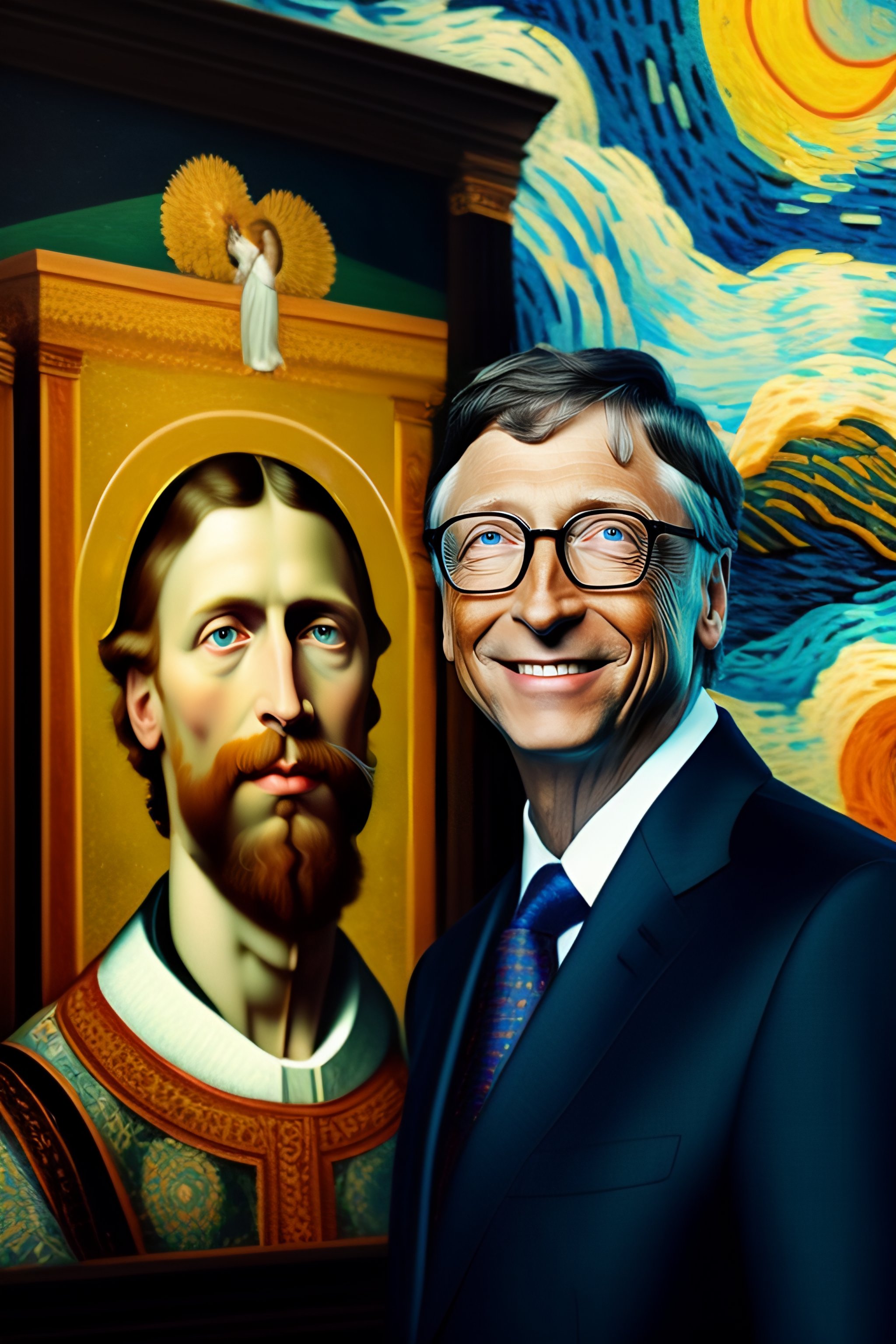 Lexica - Bill gates as god, heaven, portrait, renaissance painting, van ...