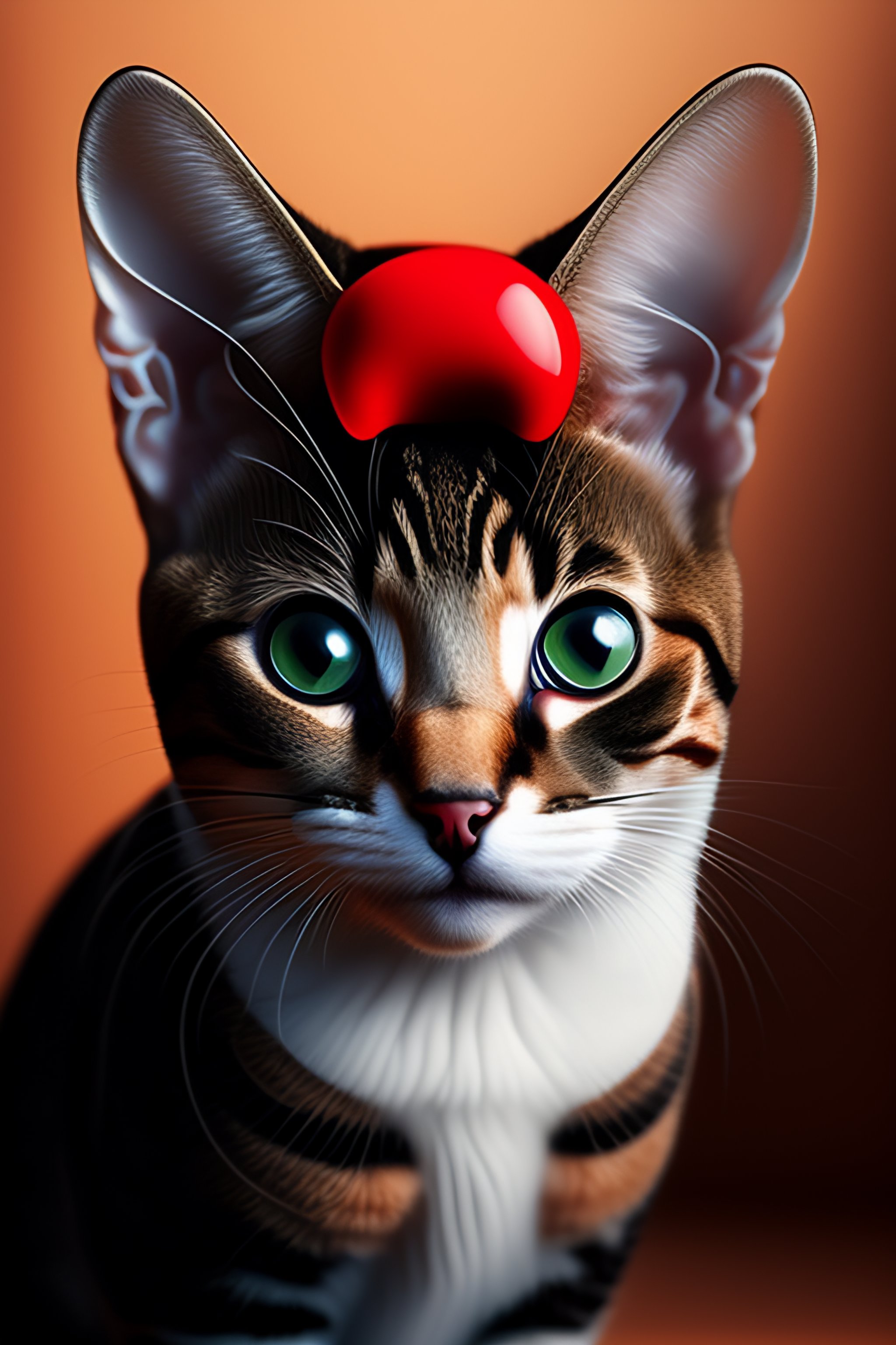 Lexica - Mouse with a cat head, red eyes