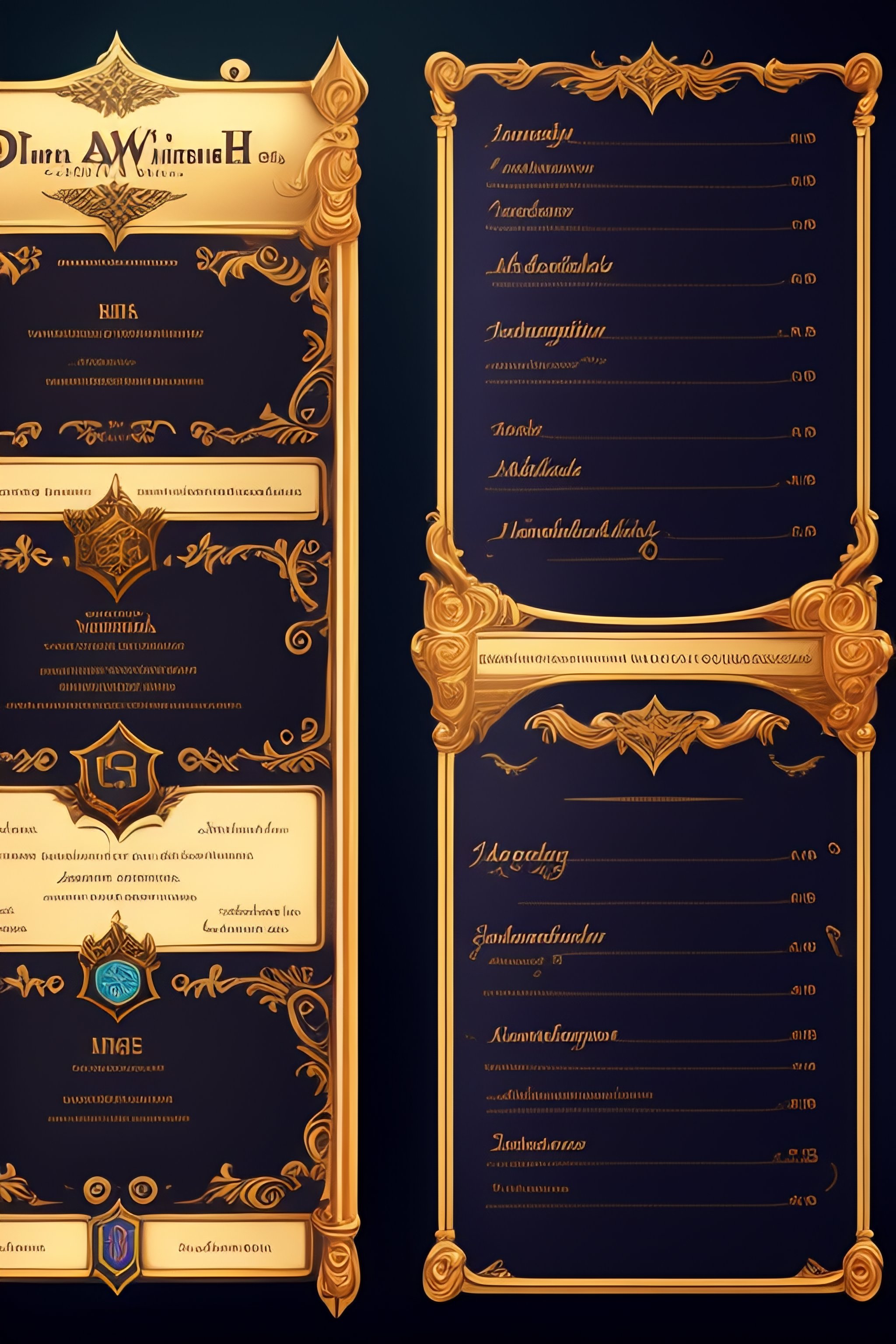 Lexica - A dnd menu on a sheet with embelishments for w webpage