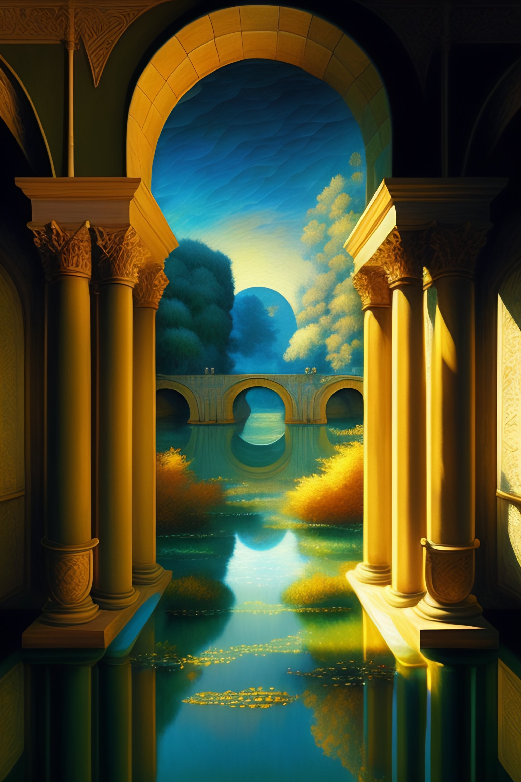 Lexica - Tiled room squared waterway, aqueducts, fantasy. intricate ...
