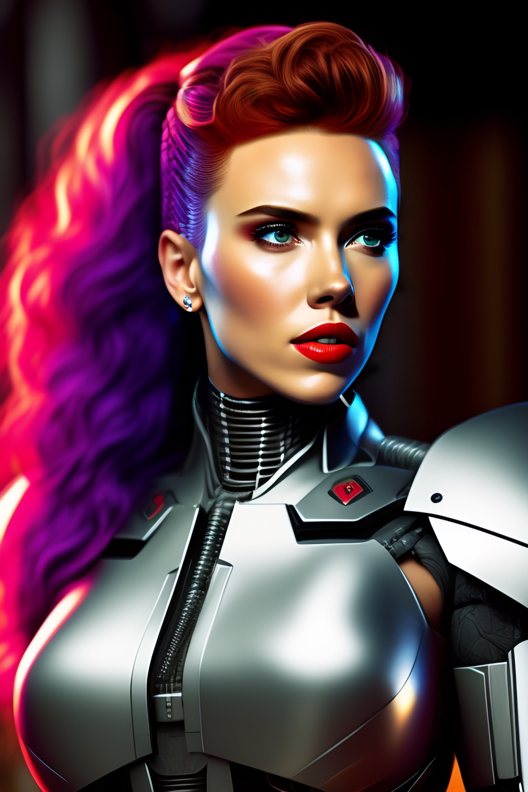 Lexica - Scarlett johansson face full covered robot skeleton body ...