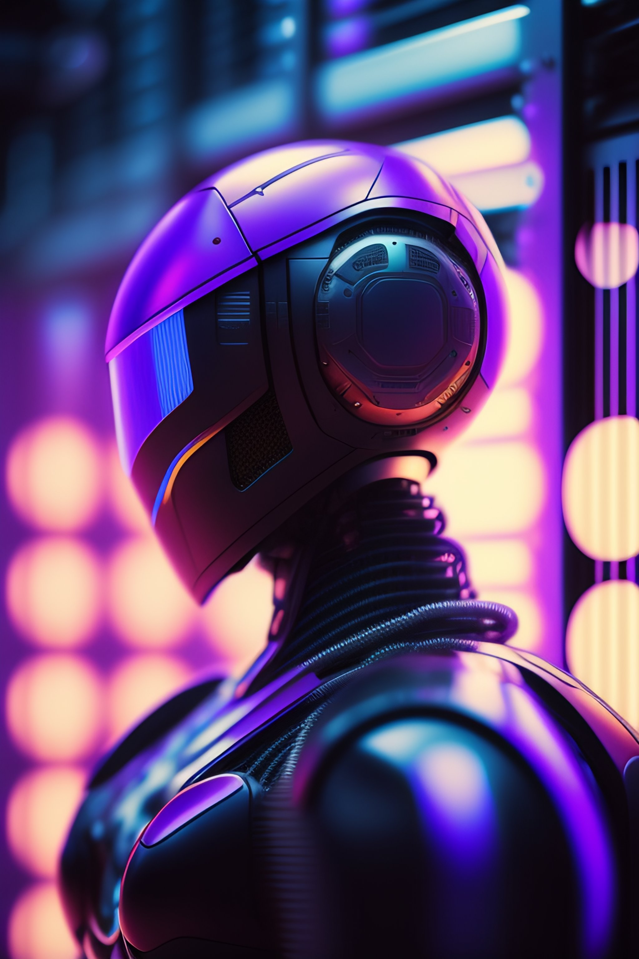 Lexica - Hyperrealistic medium shot robot cyborg in wires data center ...