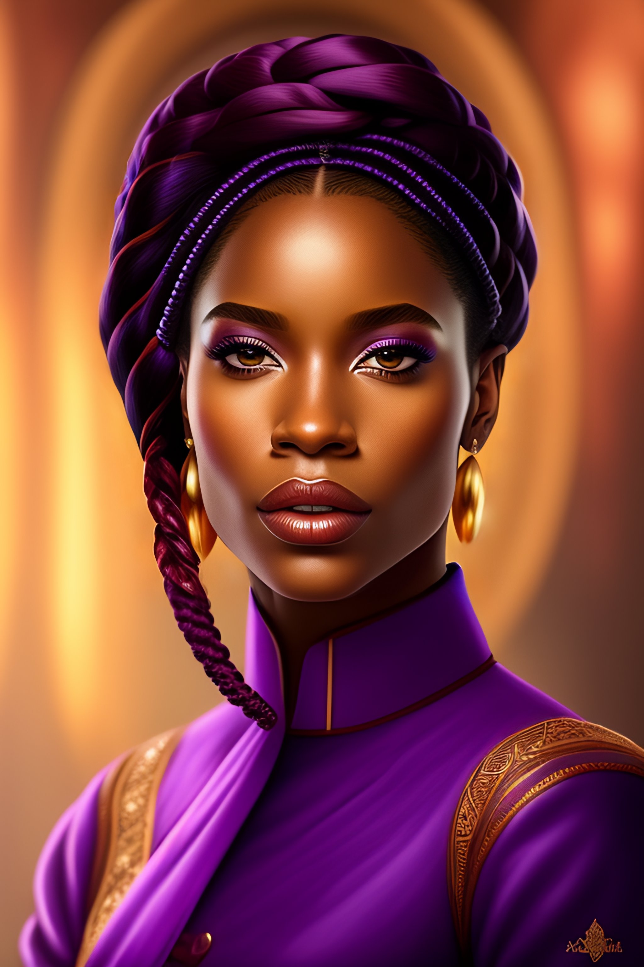 Lexica - Portrait of a young african american queen with long marsala ...