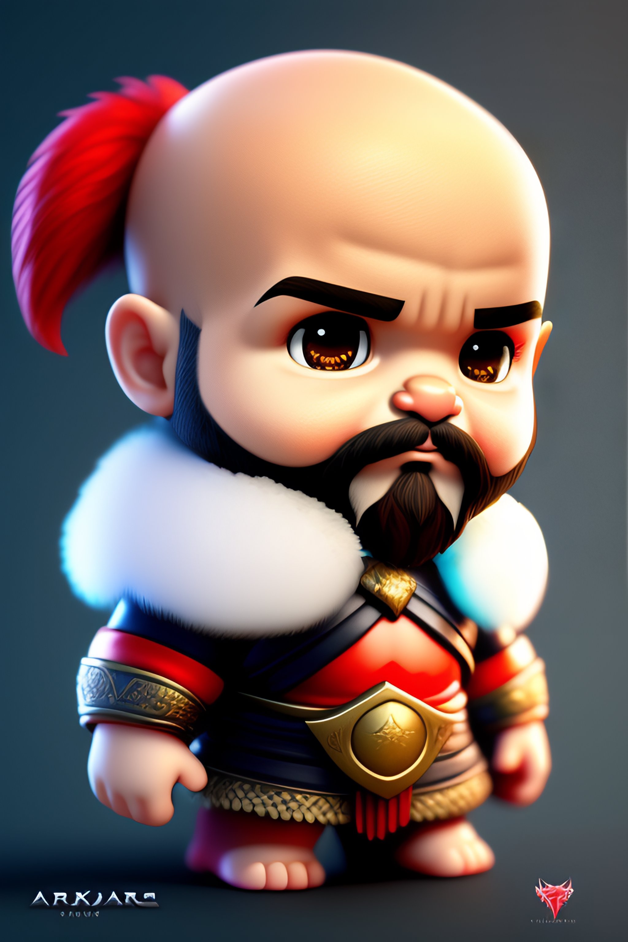 Lexica - Cute and adorable cartoon fluffy baby god of war kratos ...